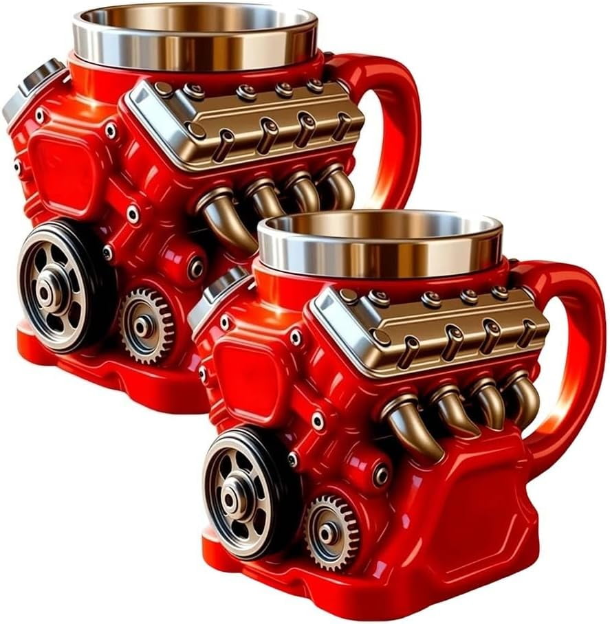 LINMOUA V8 Engine Coffee Mug, Retro Engine Coffee Mug with Stainless ...