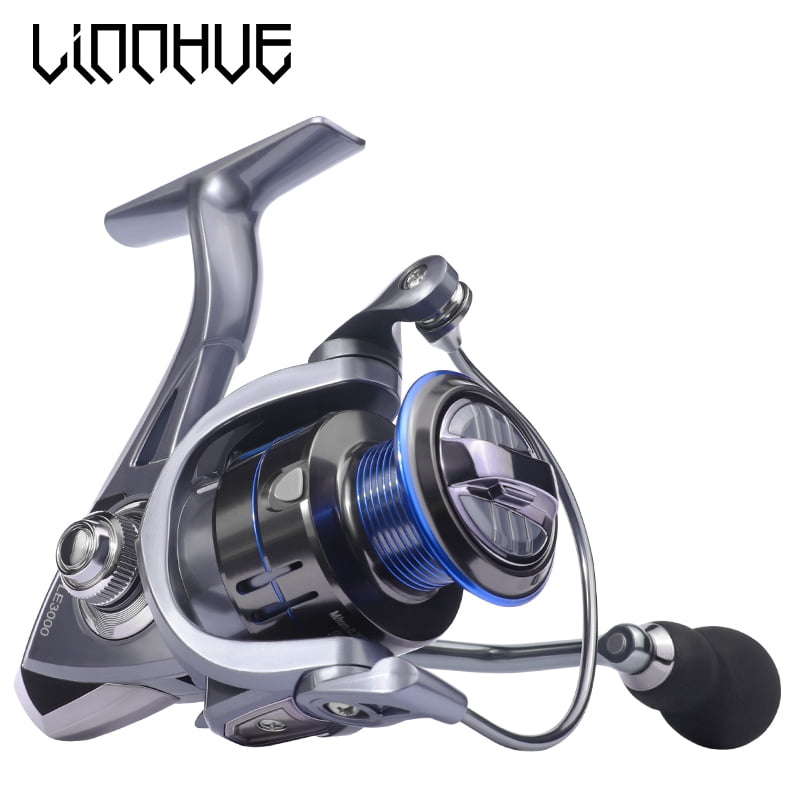 LINNHUE New Spinning Reel LE1000-6000 Screw-in Handle Fishing Reel Dark ...