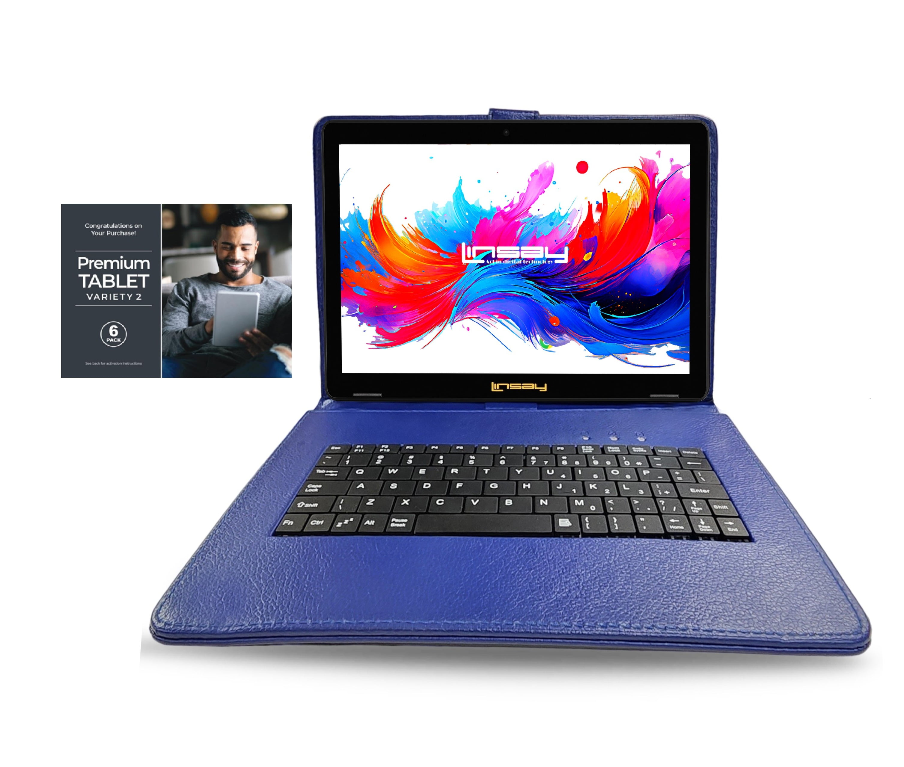 LINSAY 10.1"Octa Core 256GB Storage Android 15 Tablet with Blue Style ...