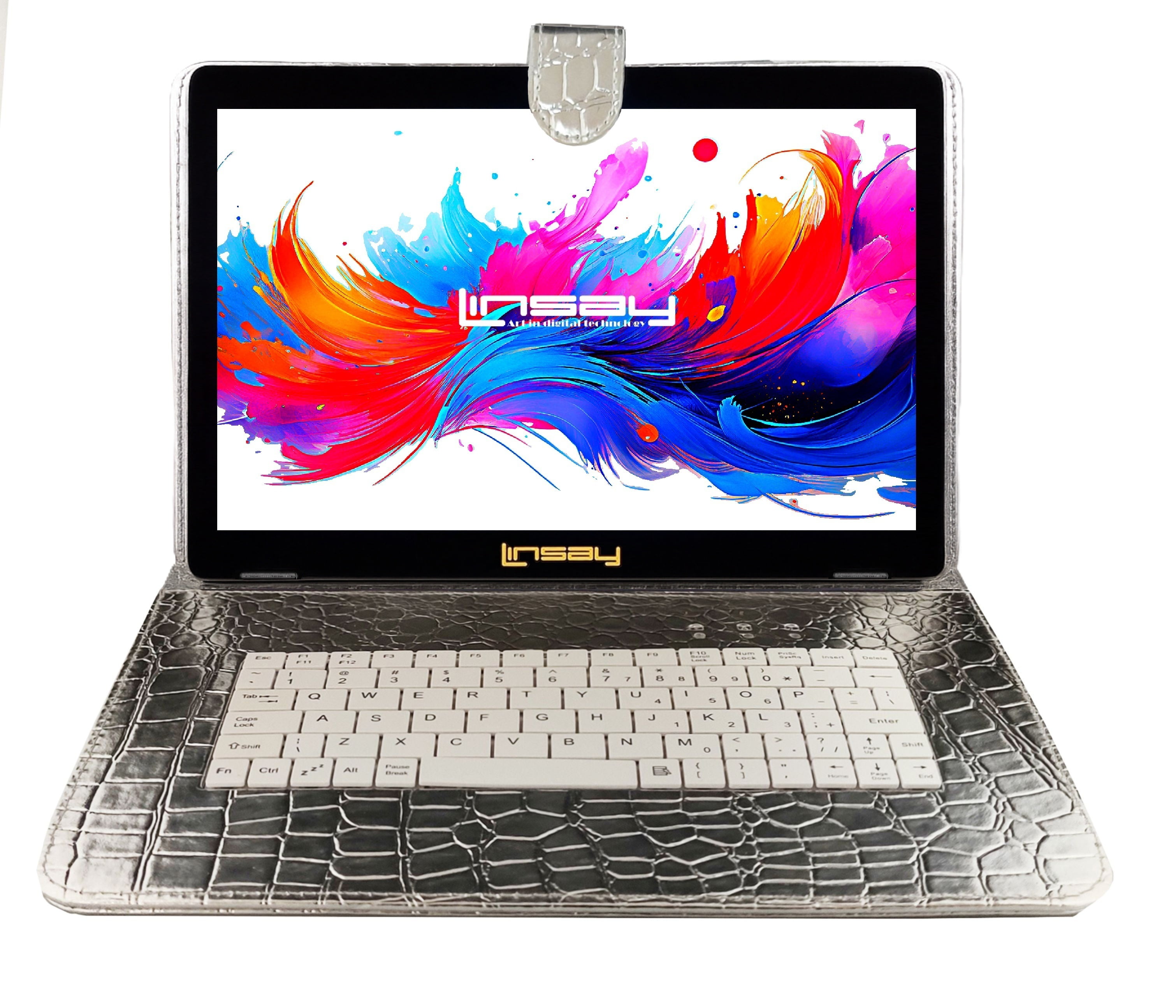 LINSAY 10.1" Octa Core 256GB Storage Android 15 Tablet with Silver ...