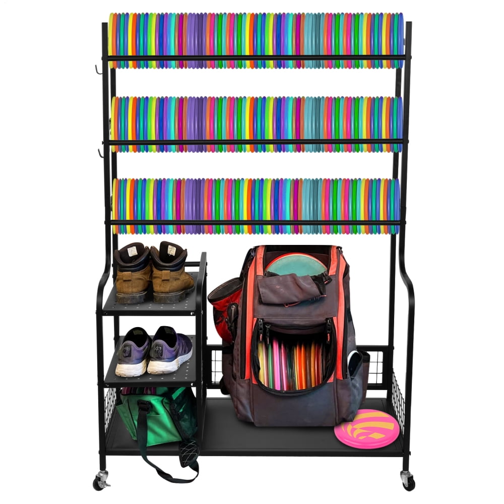 LINSHESF Disc Golf Storage Metal 4-Tier Large Capacity Disc Shelf Space ...
