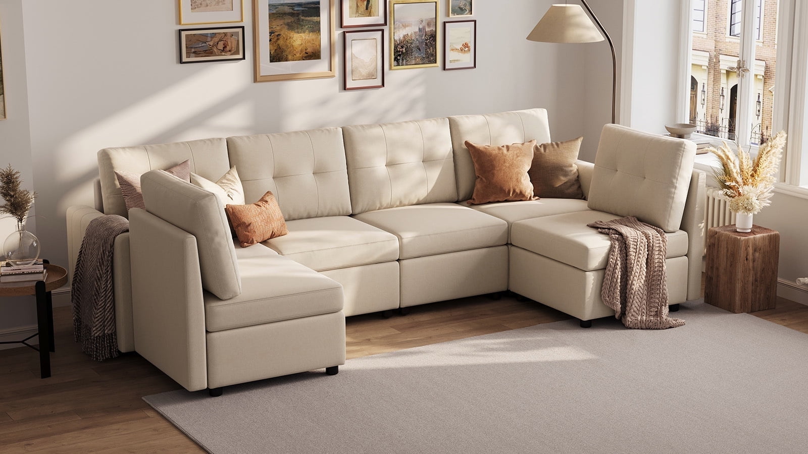 LINSY HOME Modular Couch for Apartment Living Room, 27.5 Depth, 6 Seat ...