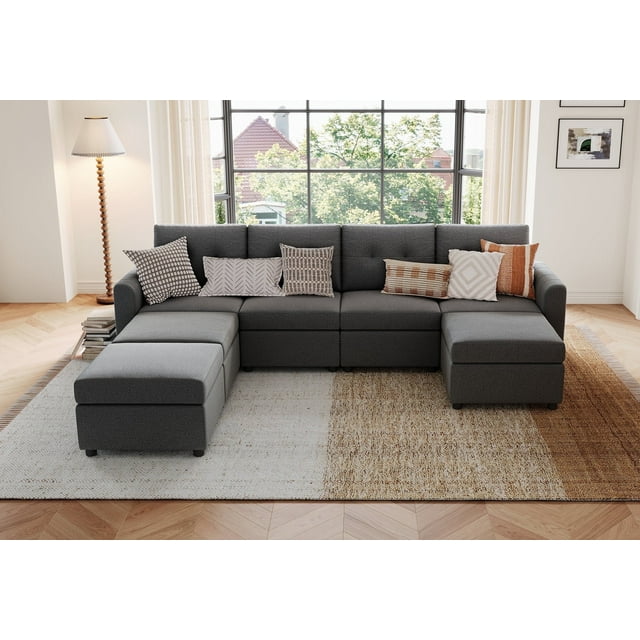 LINSY HOME 27.5 Depth Modular Couch, RUBIK III 7 Seat Storage Couches ...