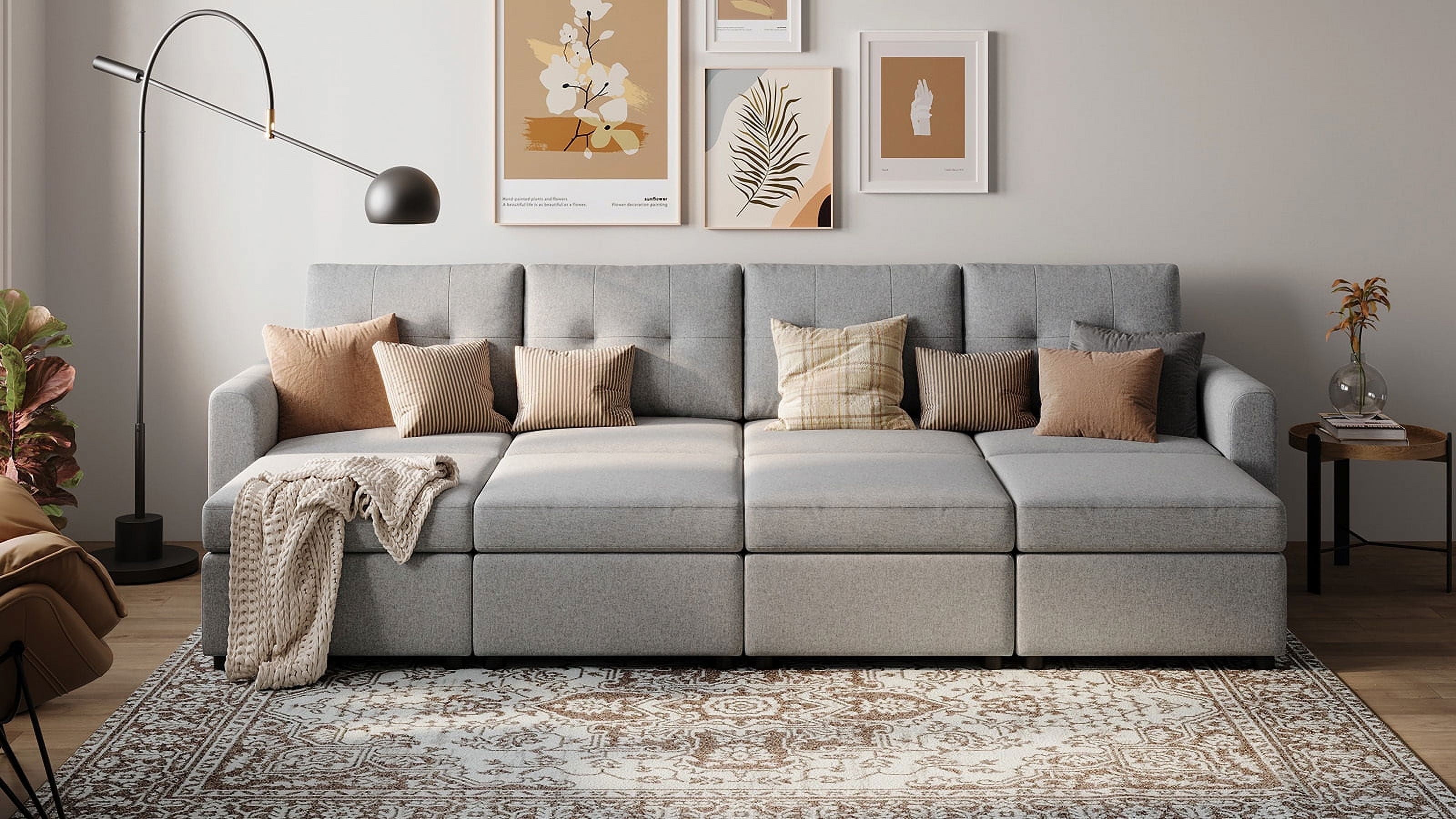 LINSY HOME 27.5 Depth Modular Couch, 8 Seat Storage, Reversible Chaises ...