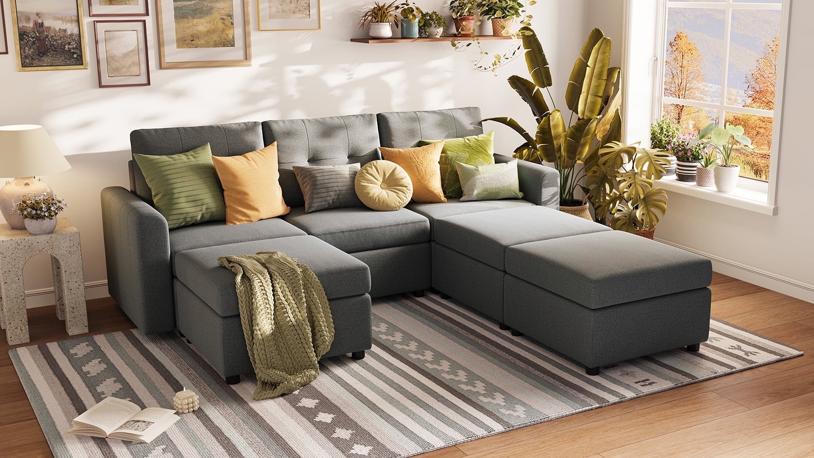 LINSY HOME Oversized Modular Cloud Sectional Sofa, RUBIK III 6 Seat ...