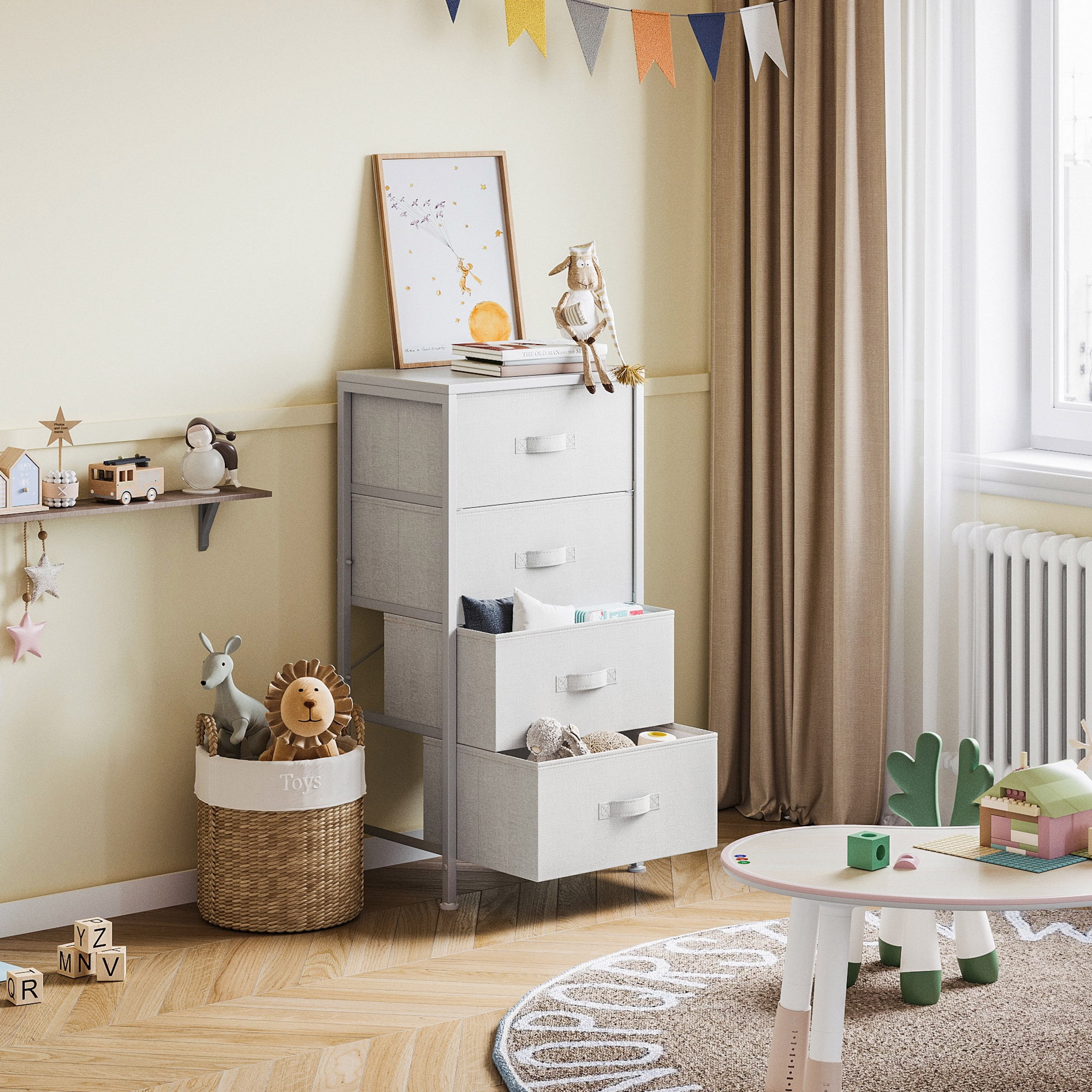 LINSY HOME 4 Fabric Drawers Dresser, Lightweight Storage Cabinet with ...