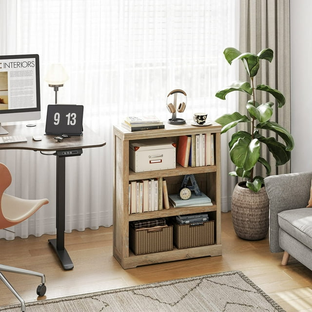 LINSY HOME 40in 3 Tier Bookshelf, Small Bookcase Shelf Storage ...