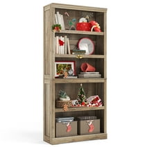 Pemberly Row 5-Shelf Modern Engineered Wood Bookcase in Mystic Oak ...