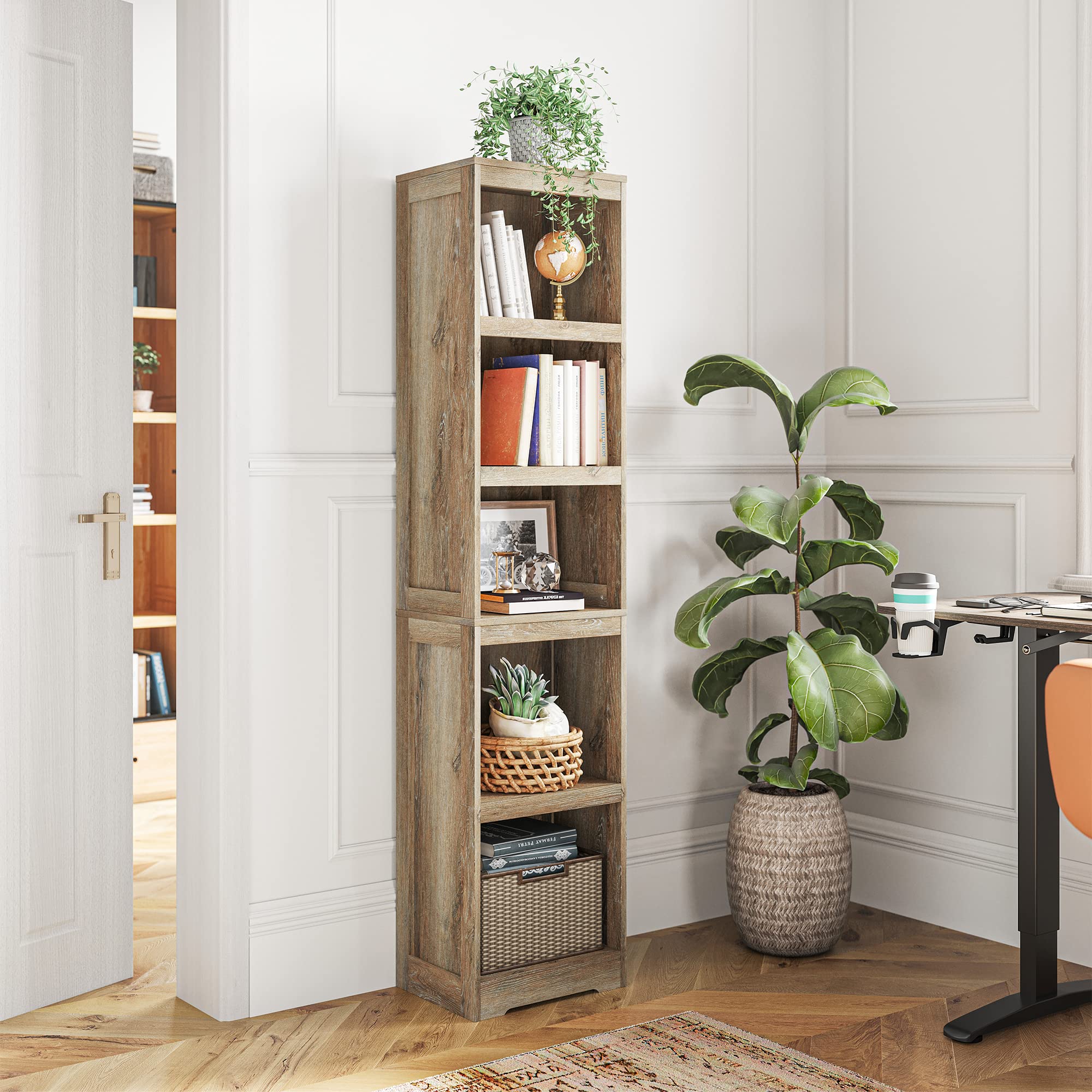 Weston Home Cabana 5 Shelf Rustic X-back Double Bookshelf, Gray ...