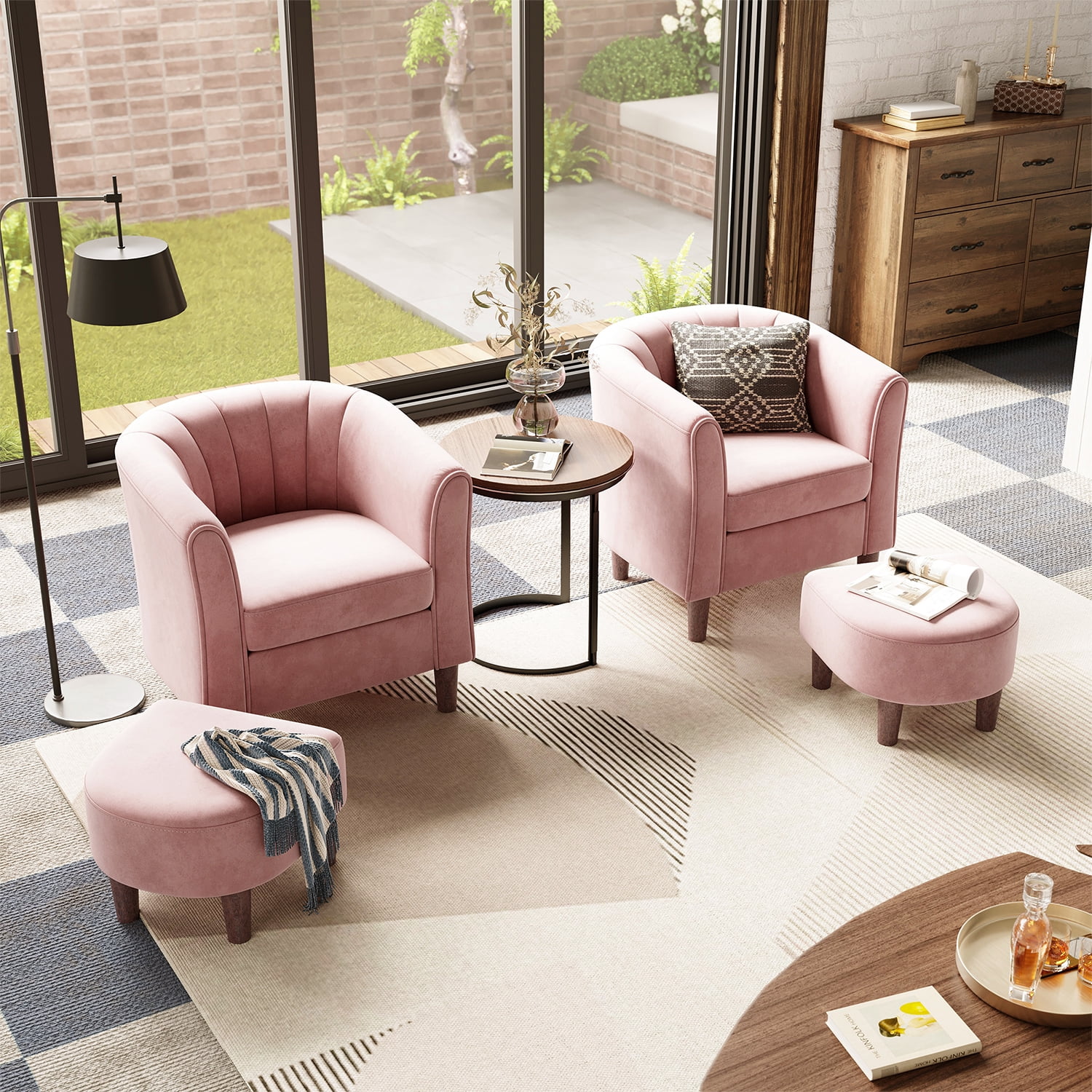 Pink chair and ottoman set store