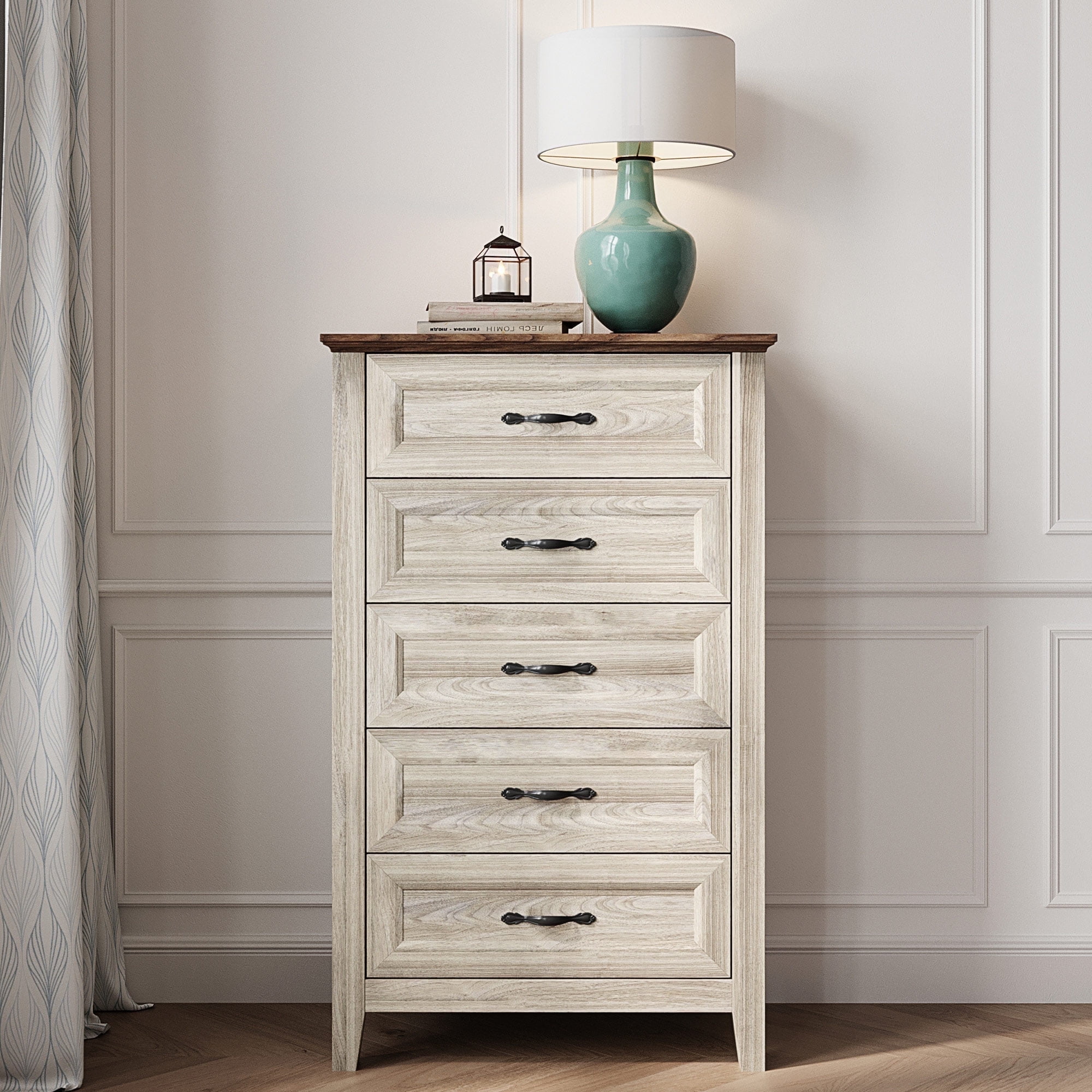 LINSY HOME Dresser for Bedroom, 5 Drawer Dresser with Metal Handles ...
