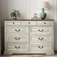 LINSY HOME Dresser for Bedroom, Long Dresser with 9 Drawers and Antique ...