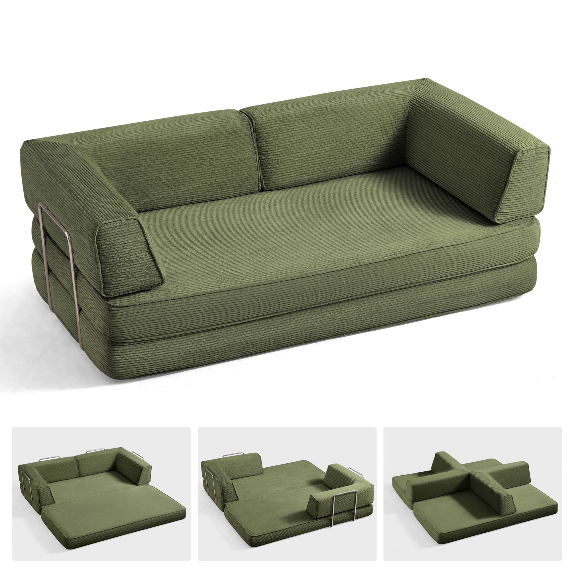 Linsy Home 80" Corduroy Cloud Futon Couch Bed, 4-in-1 Convertible ...