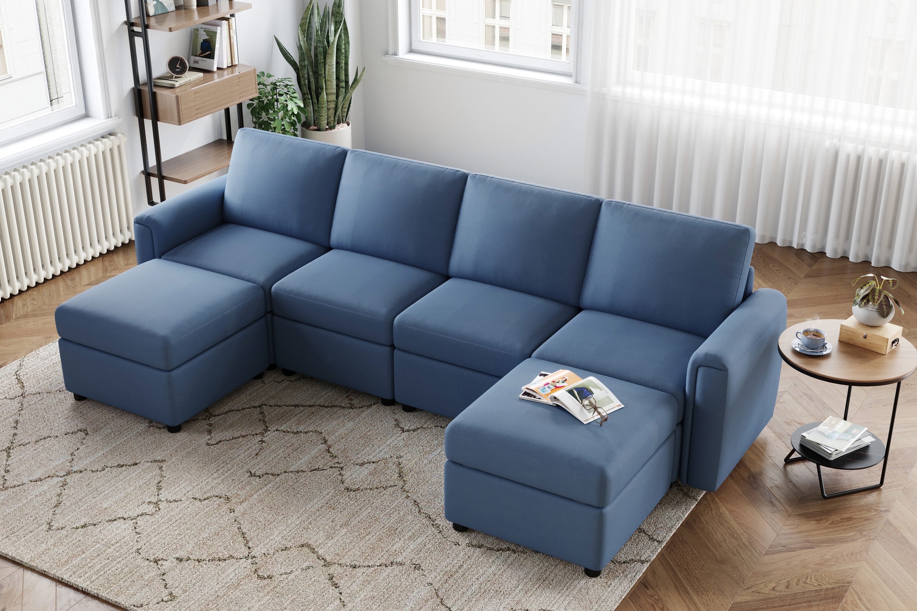 LINSY HOME Modular Couches and Sofas Sectional with Storage, 6 Seat ...
