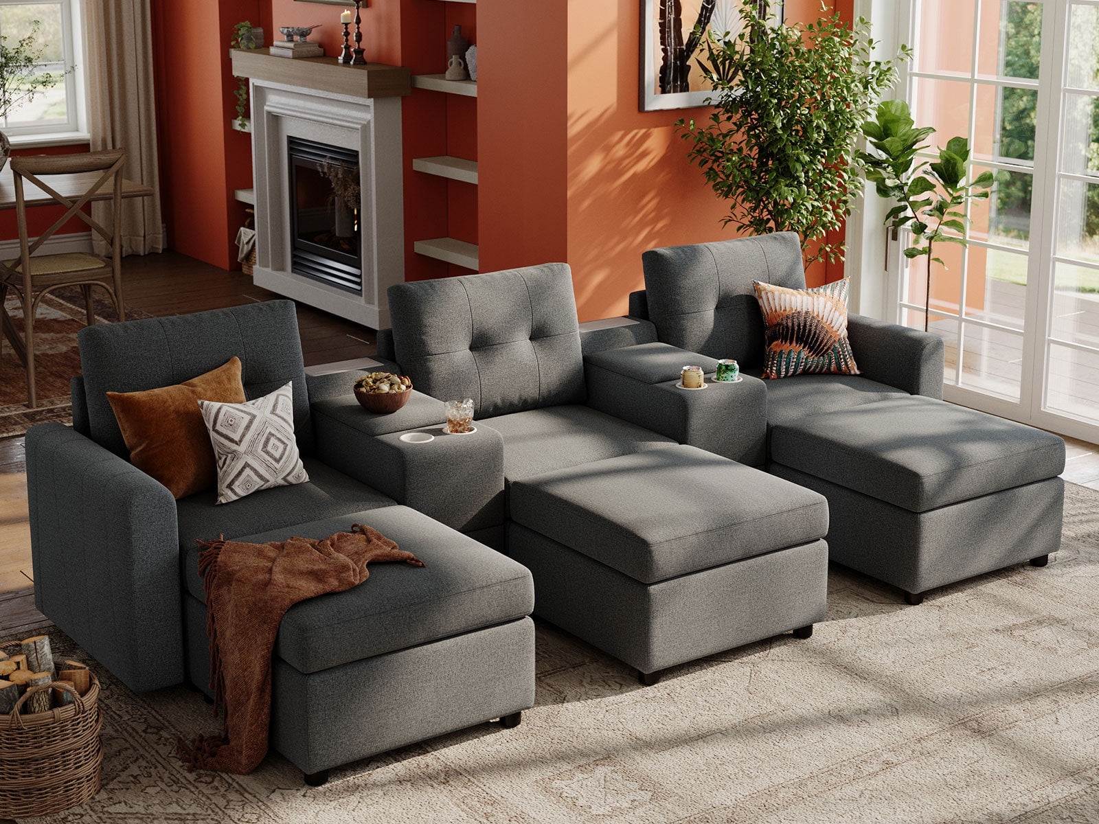 LINSY HOME Modular Sectional Velvet Sofas for Living Room with ...