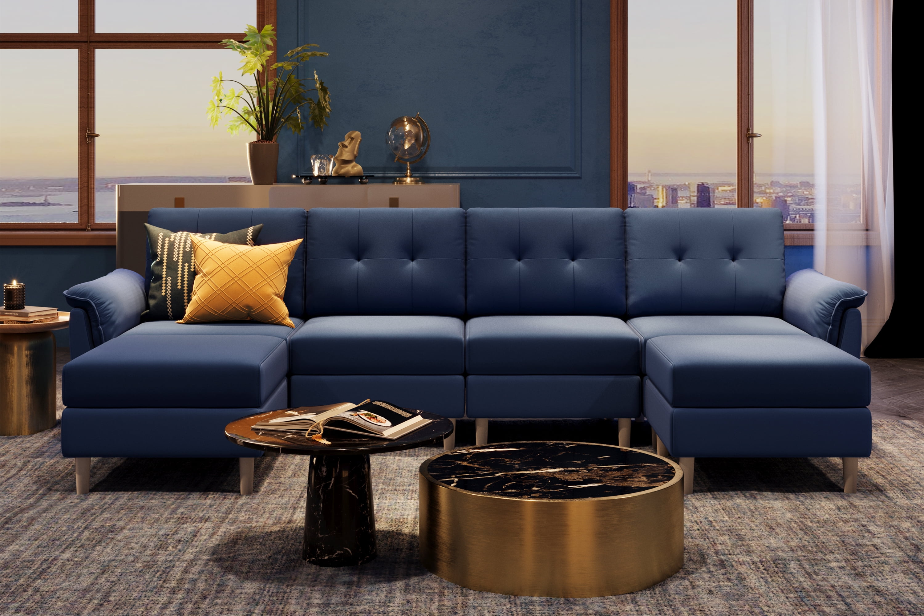 LINSY HOME Modular Couches and Sofas Sectional,Velvet Sectional Couch ...