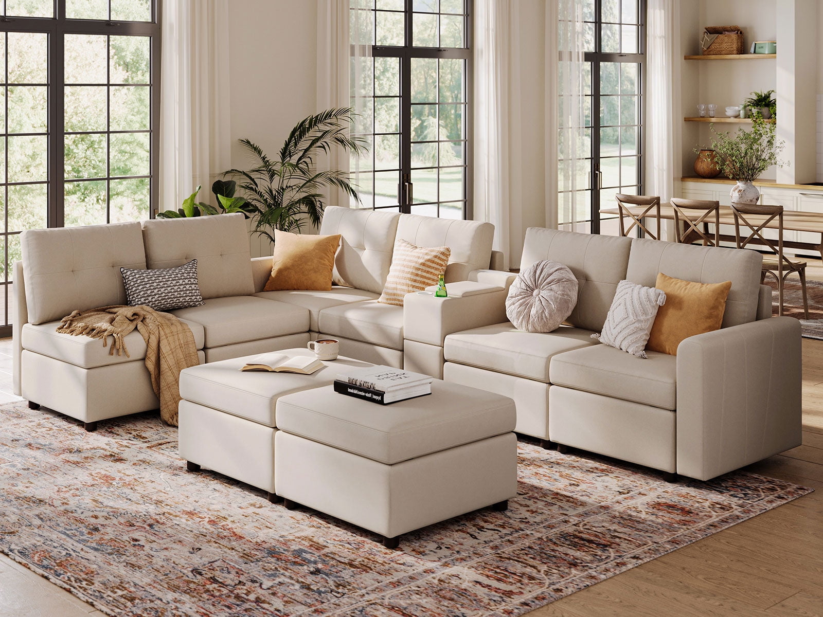 LINSY HOME Oversized Modular Cloud Sectional Sofa, RUBIK III 8 Seat ...