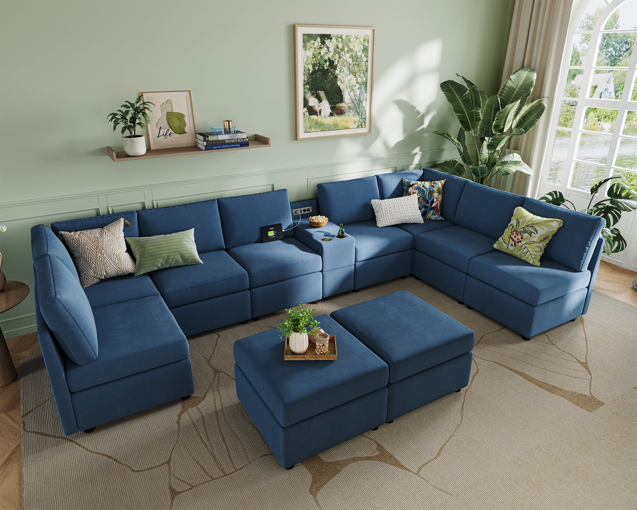LINSY HOME Modular Sectional Sofa with Storage, RUBIK I 10 Seat Couches ...