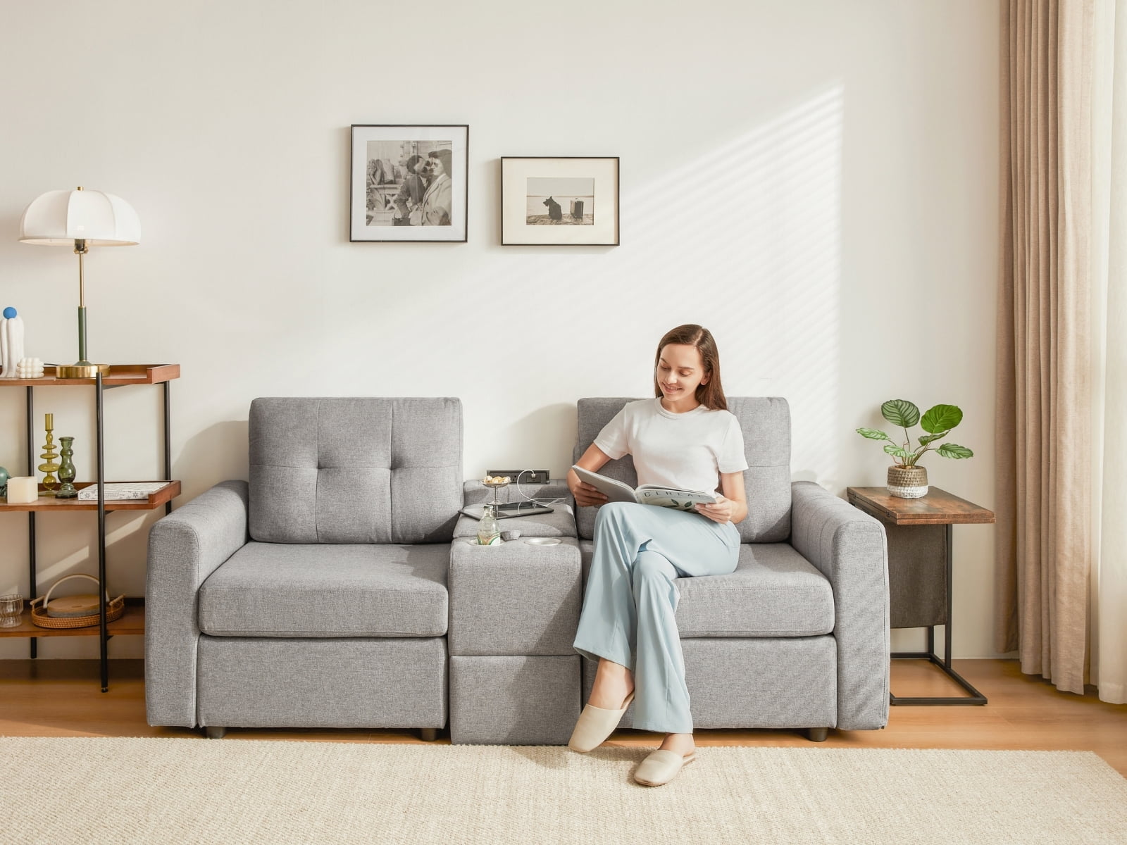 LINSY HOME Oversized Modular Cloud Loveseat, RUBIK III 2 Seat Storage Couches and Sofas with ...