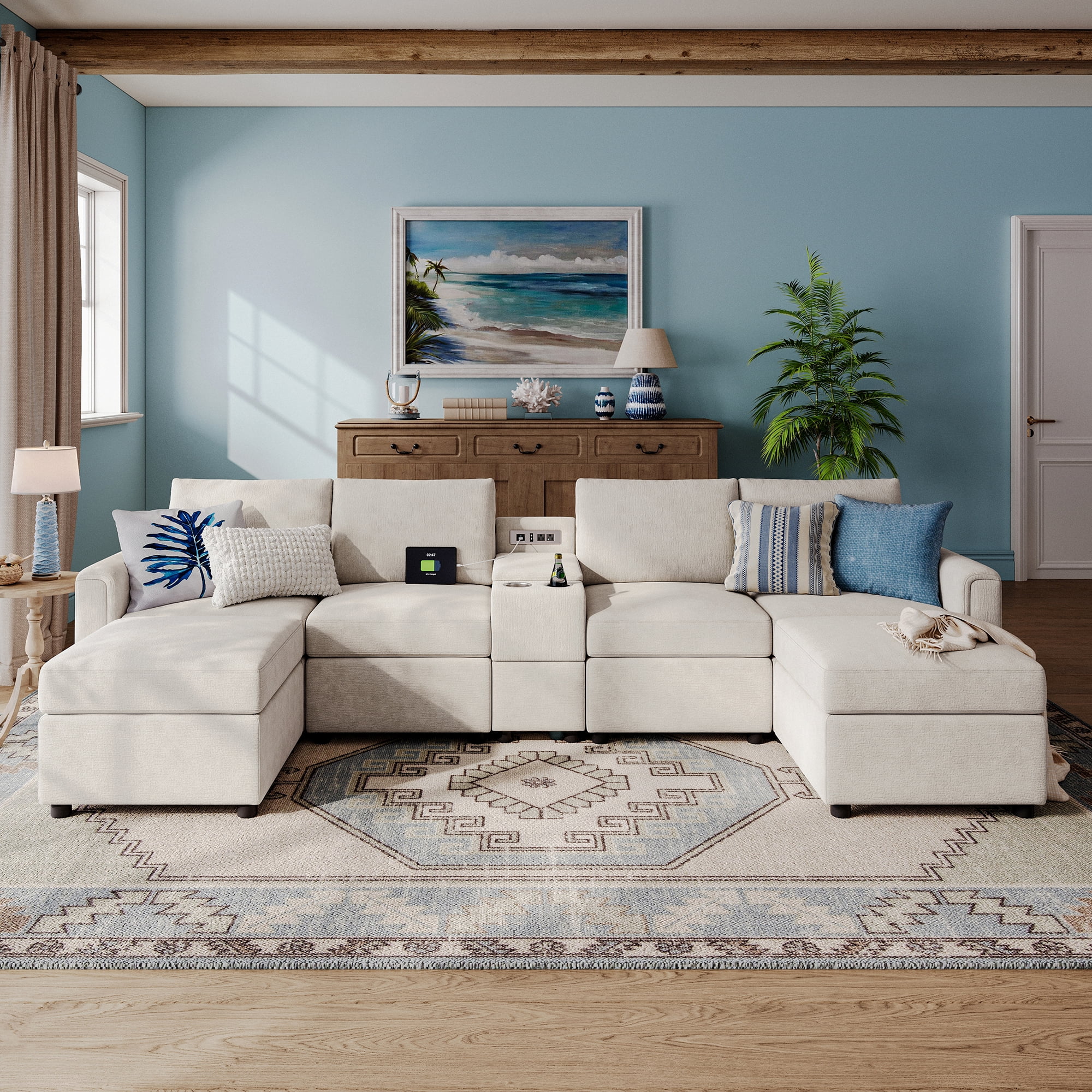 LINSY HOME Modular Sectional Sofa with Storage, RUBIK I 6 Seat Couches ...