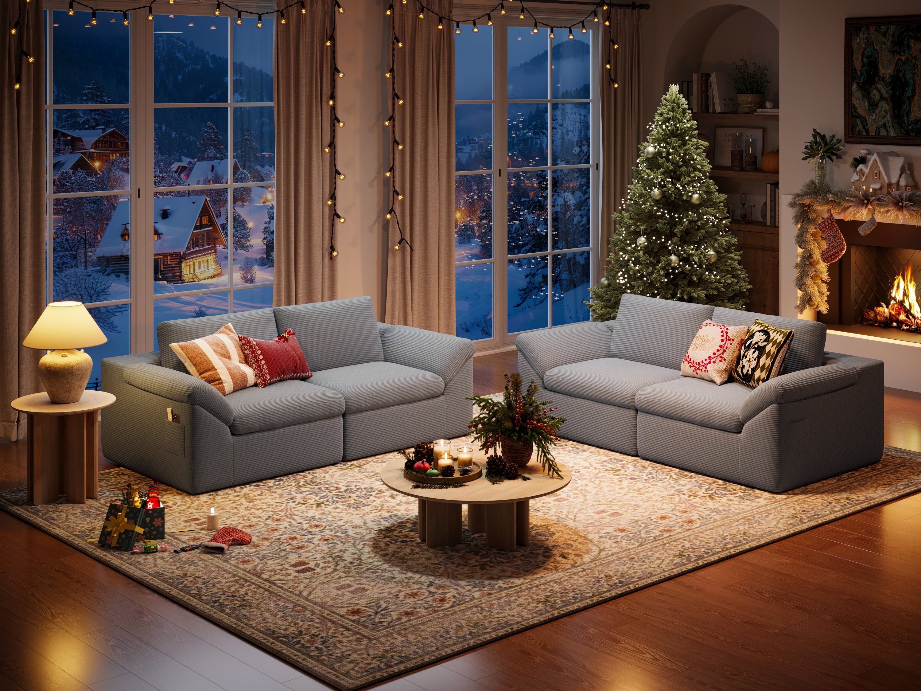 Linsy Home 2 Piece Sofa Set for Living Room, Cloud Modular Sectional ...