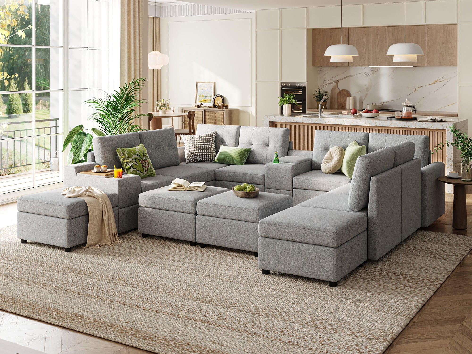 LINSY HOME Oversized Modular Sectional Sofa, RUBIK III 12 Seat Storage ...