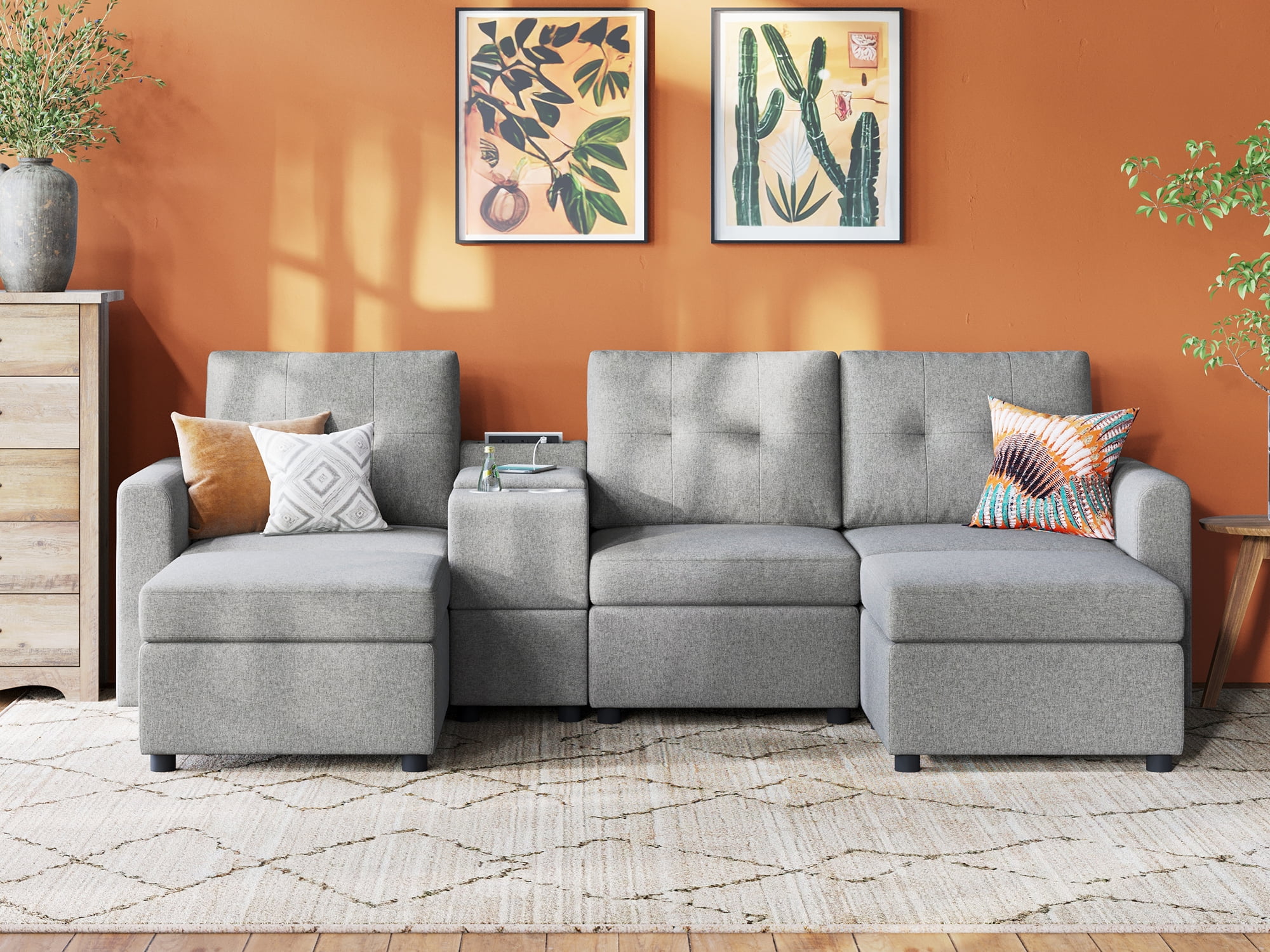 LINSY HOME Oversized Modular Sectional Sofa, RUBIK III 5 Seat Storage ...