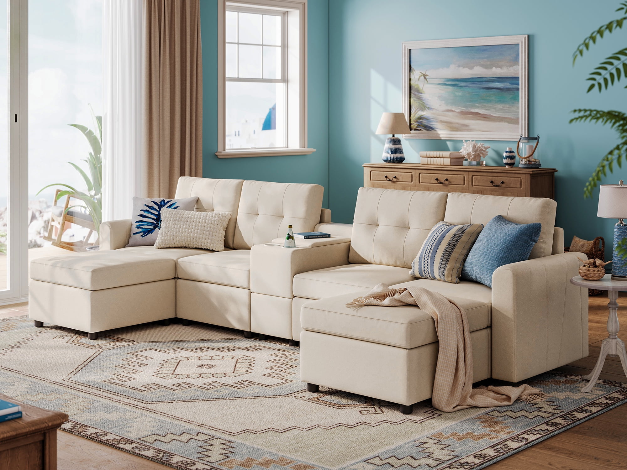 LINSY HOME Oversized Modular Sectional Sofa, RUBIK III 6 Seat Storage ...