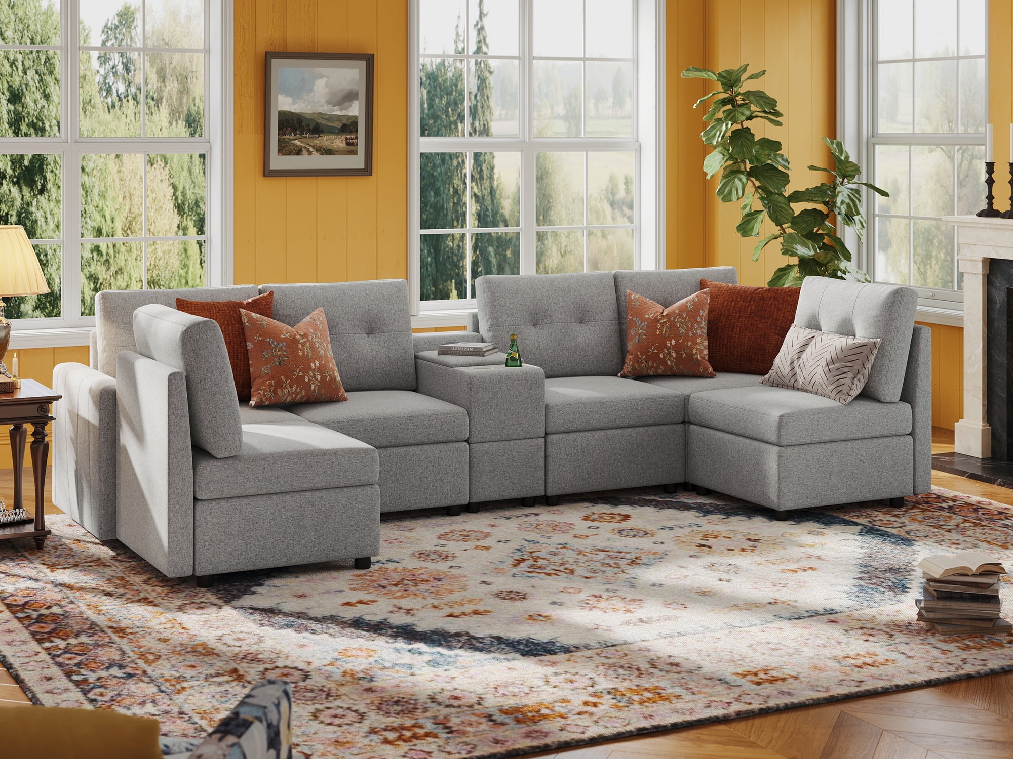 LINSY HOME Oversized Modular Sectional Sofa, RUBIK III 6 Seat Storage ...