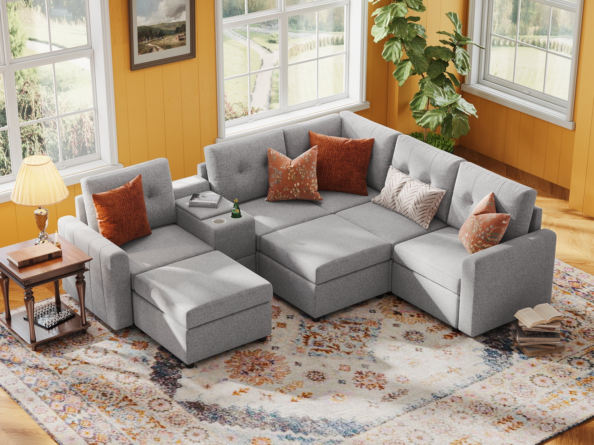 LINSY HOME Oversized Modular Sectional Sofa, RUBIK III 7 Seat Storage ...