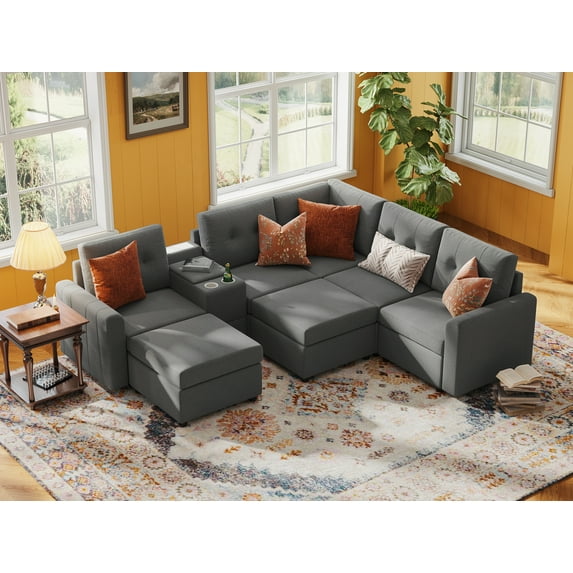 LINSY HOME Oversized Modular Sectional Sofa, RUBIK III 7 Seat Storage ...