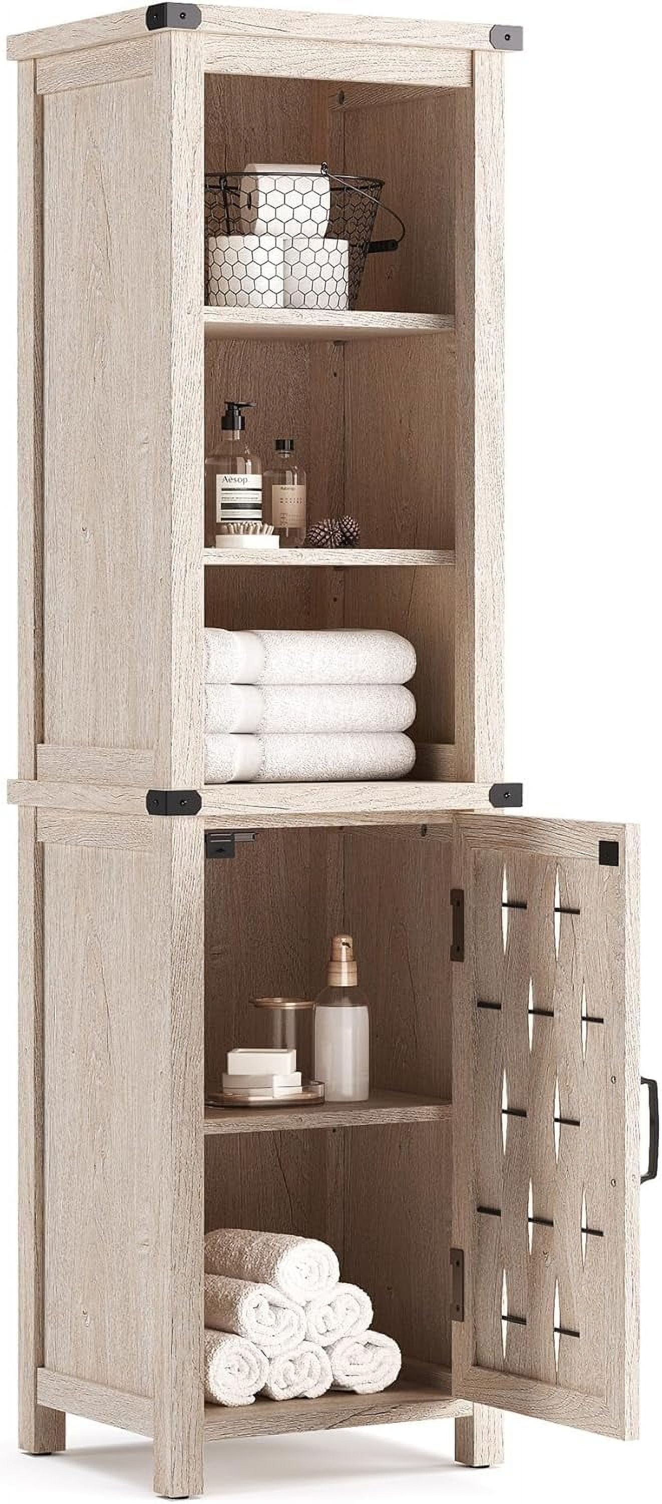 LINSY HOME Tall Bathroom Storage Cabinet, Farmhouse Narrow Corner ...