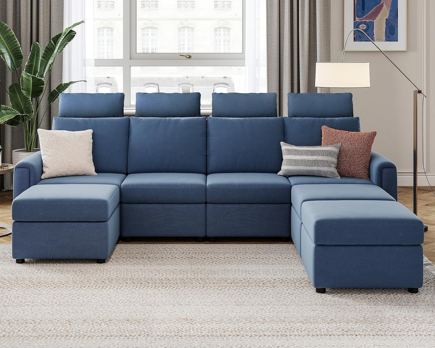 LINSY HOME Upgraded High Back Modular Sectional Sofa with Storage, 7 Seat Sectional Couch for ...