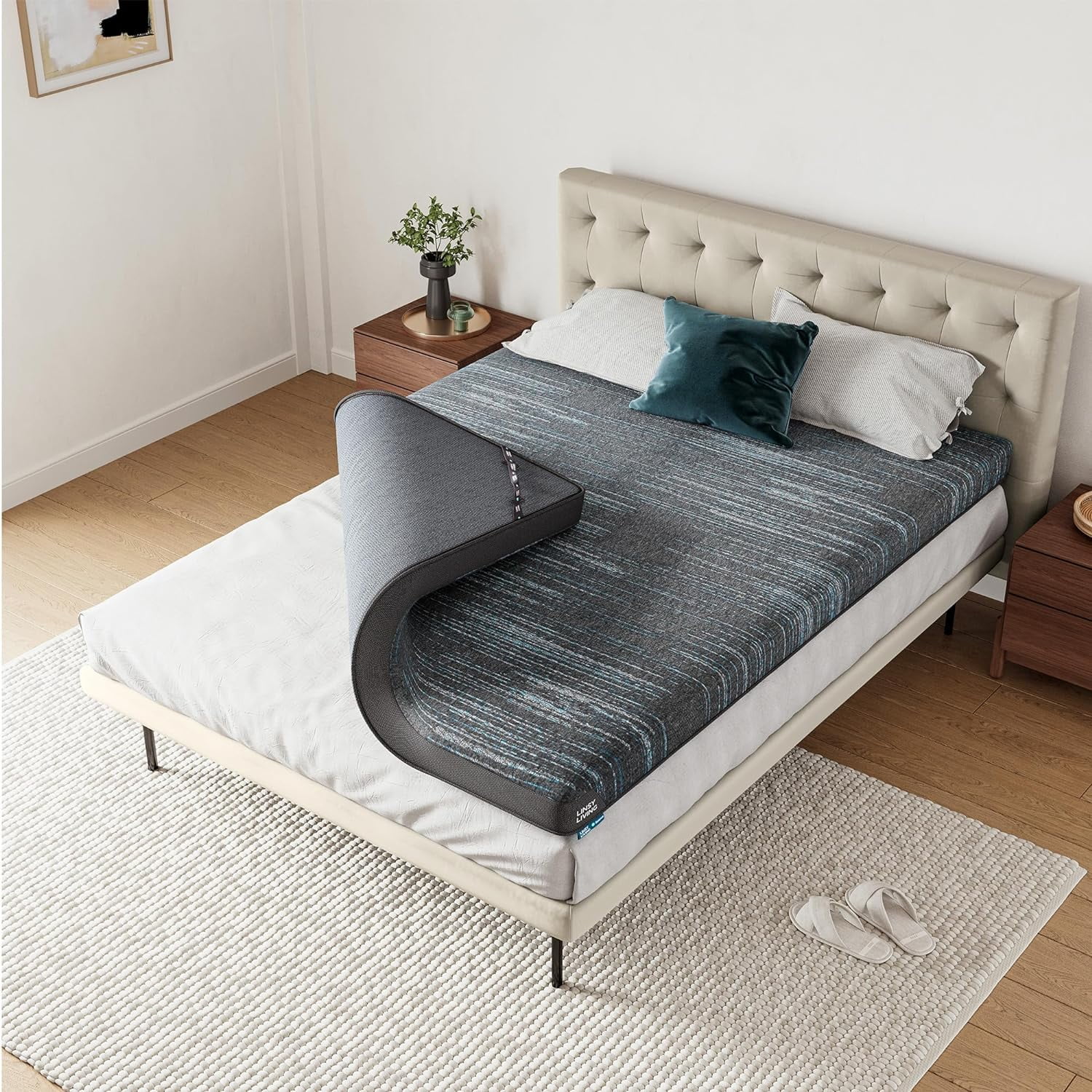 LINSY LIVING 3.5 Inch Soft Memory Foam Mattress Topper Full, Non ...