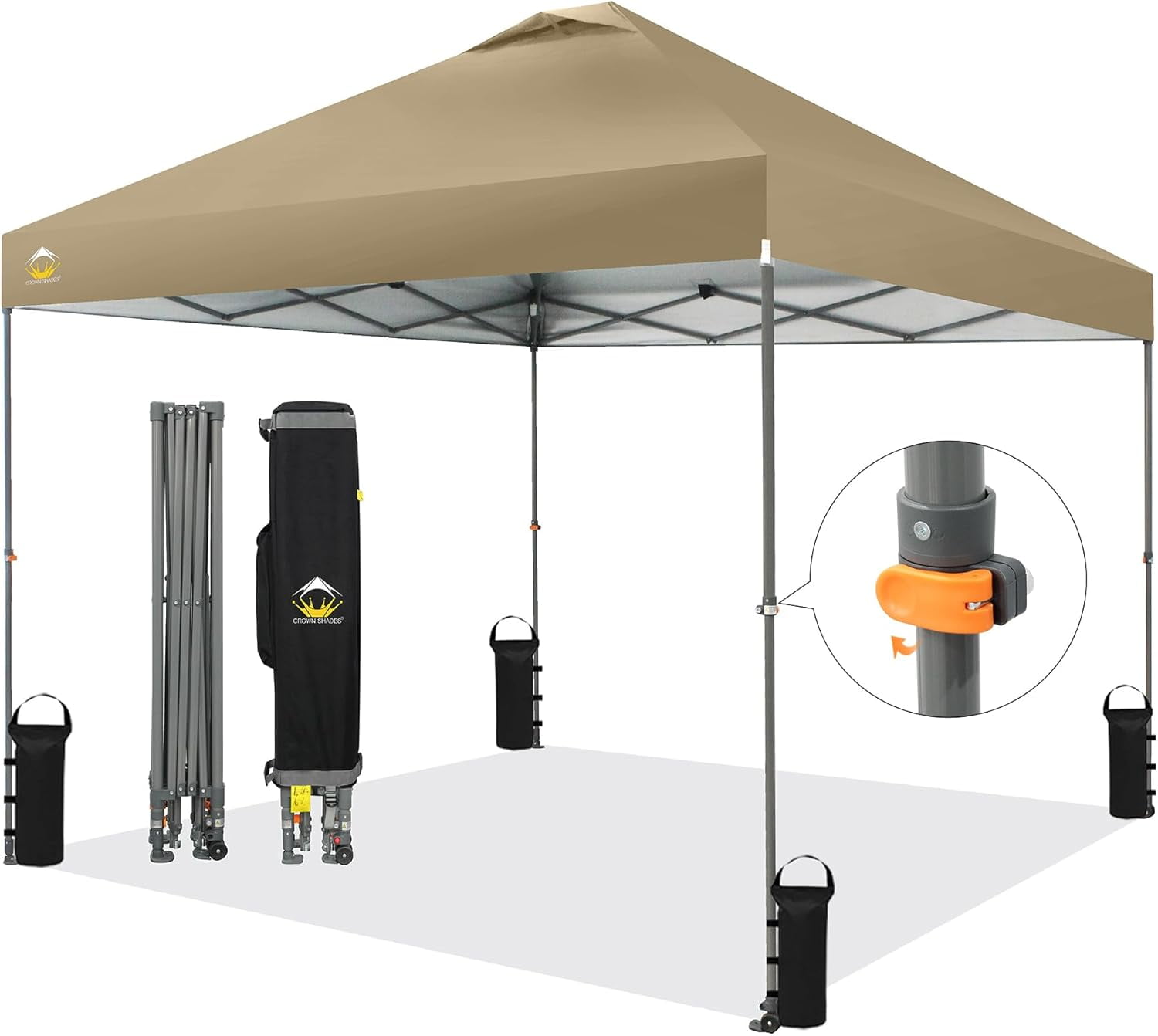 LINTAO Adjustable Height on The Fly, 10x10 Pop Up Canopy - Beach Tent ...
