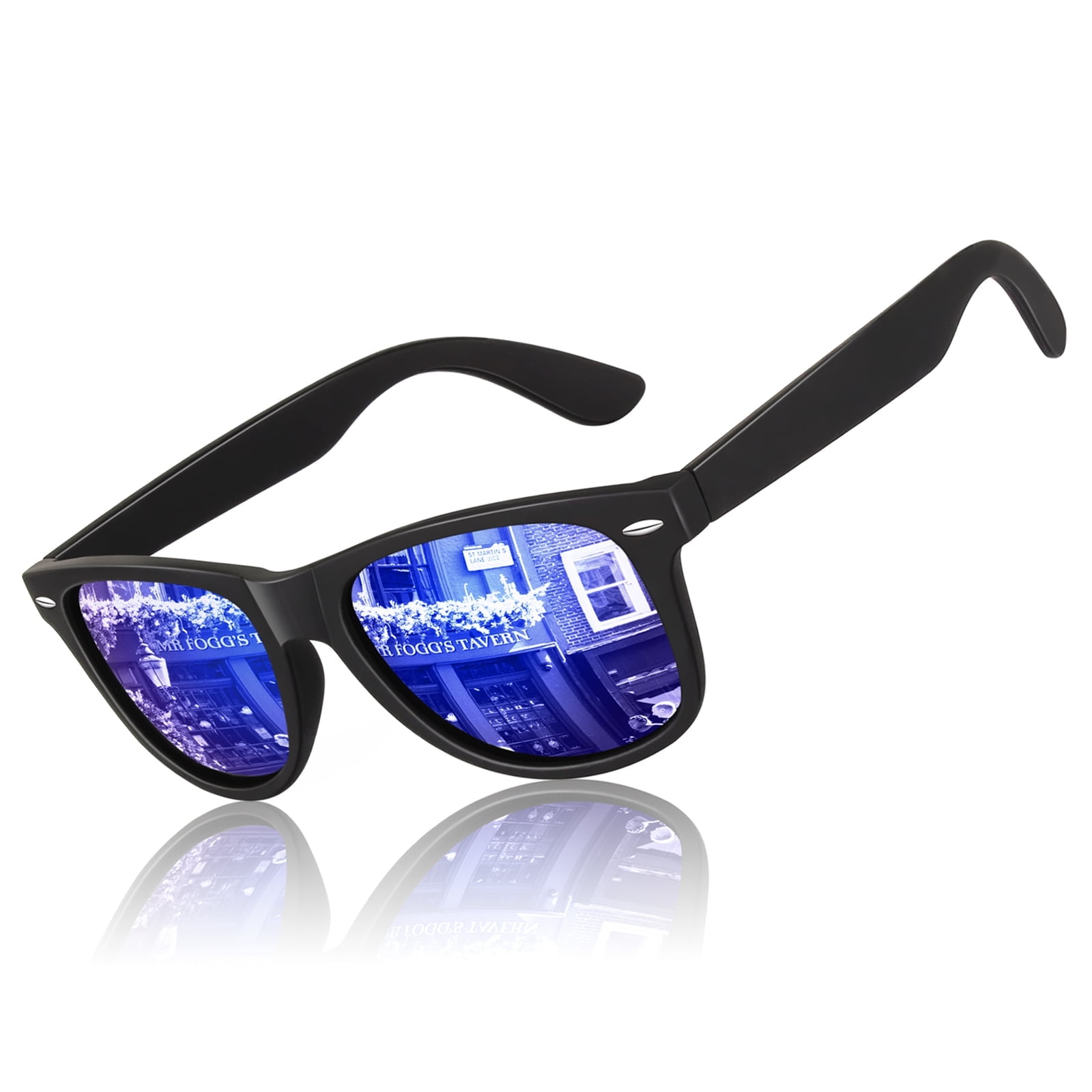 LINVO Classic Retro Polarized Black Sunglasses for Men Women Fishing ...
