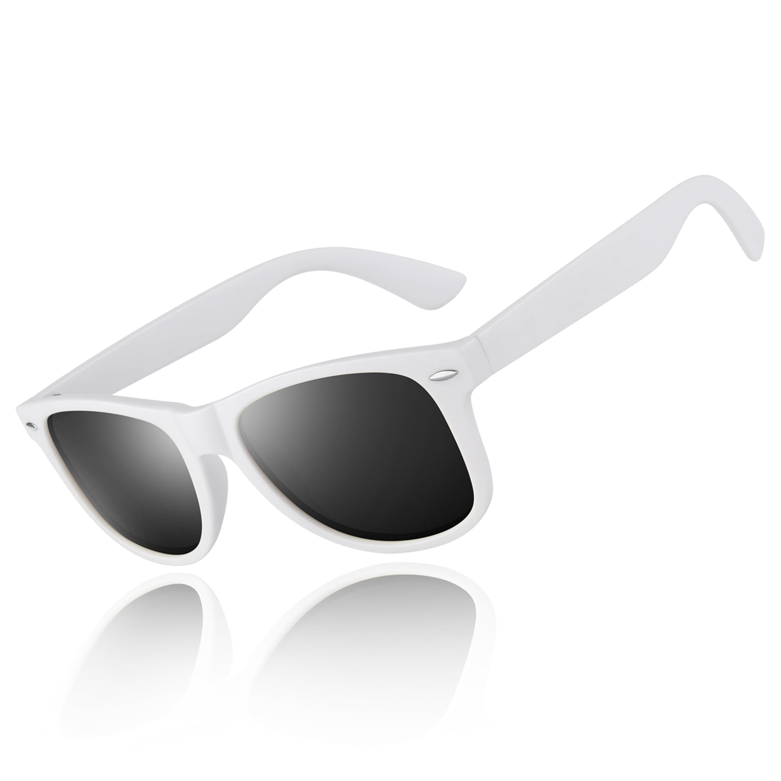 LINVO Classic Retro Polarized Matte White Sunglasses for Men Women ...