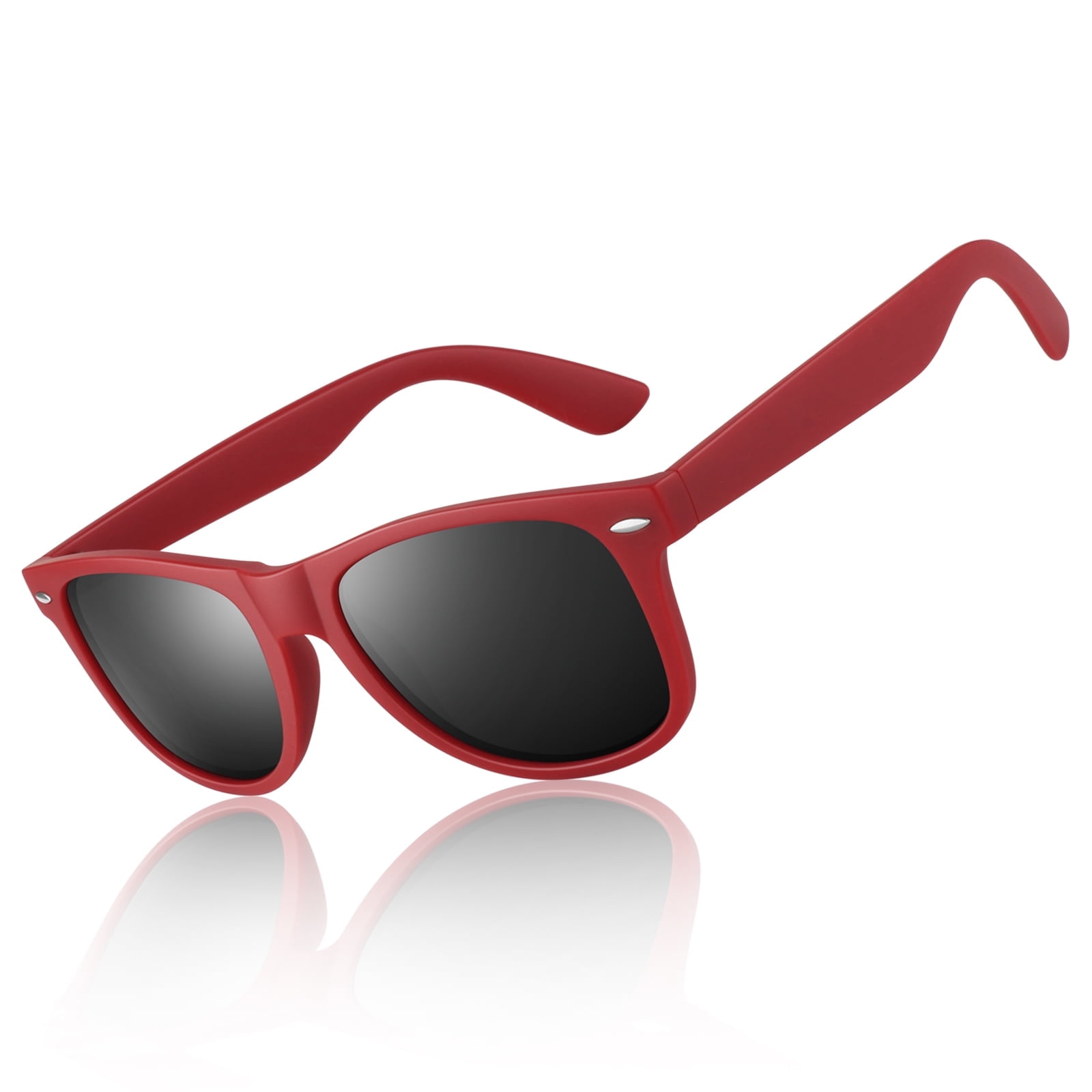 LINVO Classic Retro Polarized Red Black Sunglasses for Men Women ...