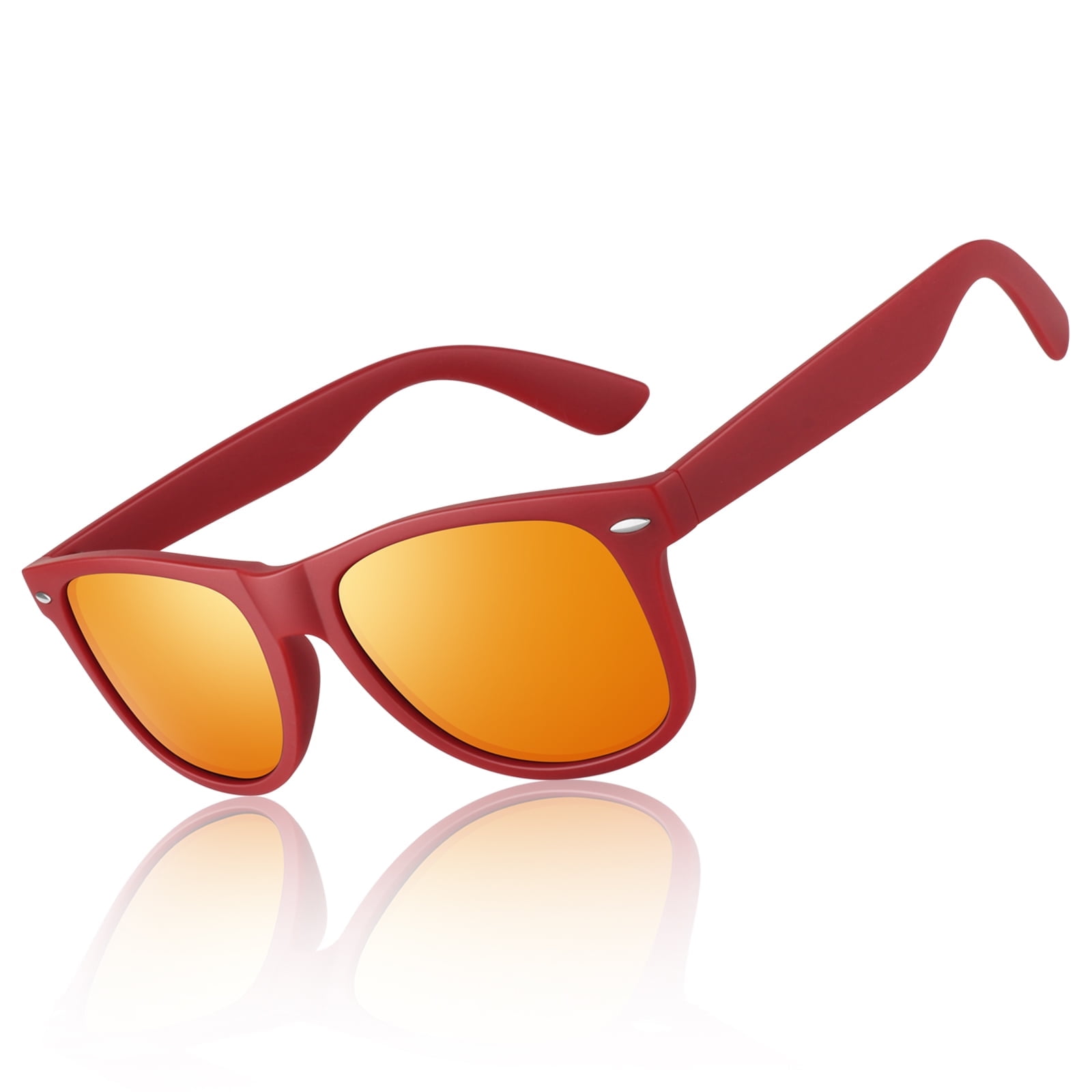LINVO Classic Retro Polarized Red Orange Sunglasses for Men Women ...
