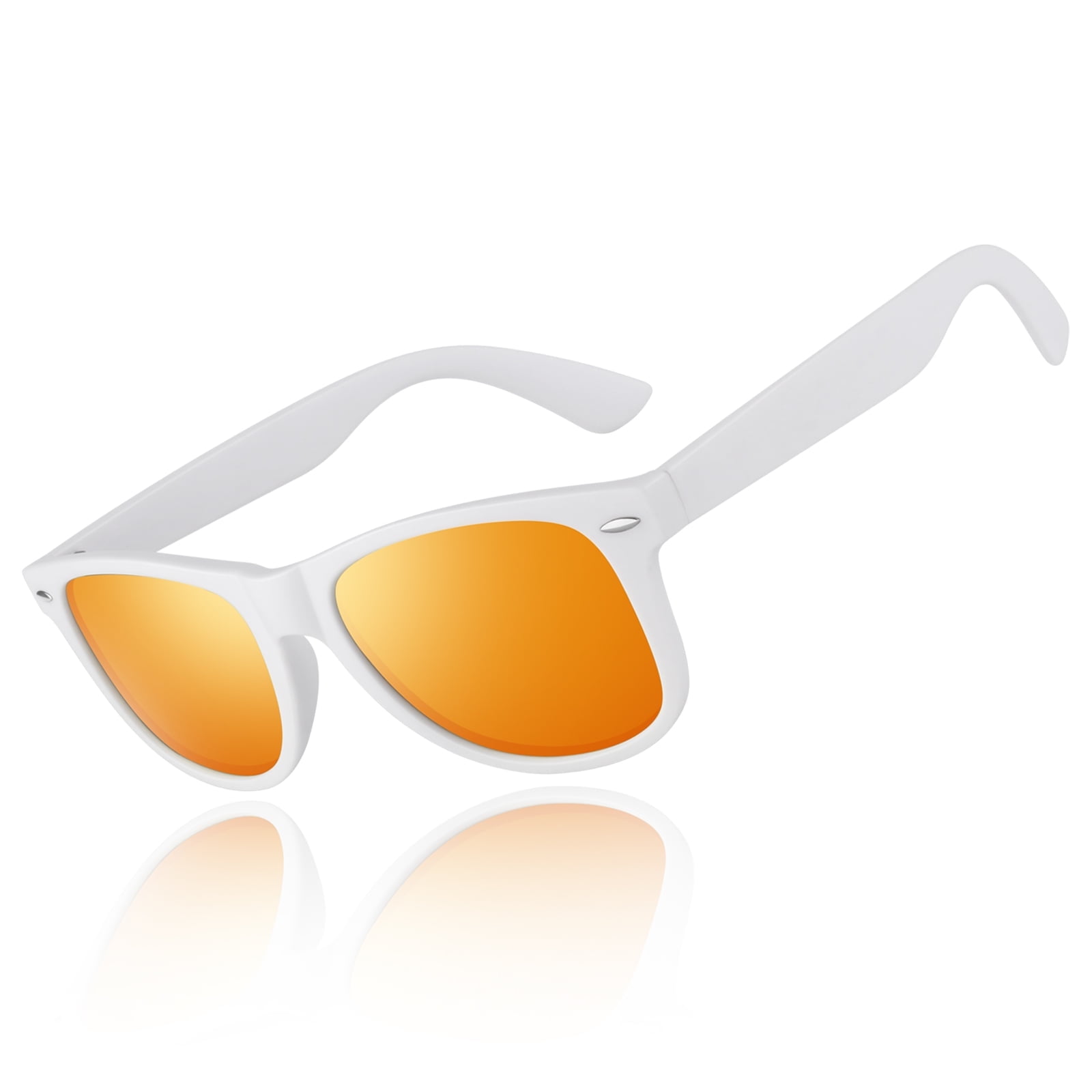LINVO Classic Retro Polarized White Orange Sunglasses for Men Women ...