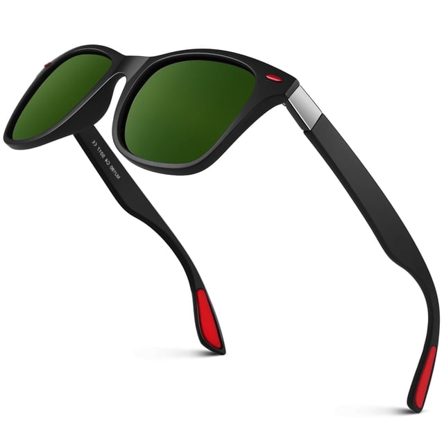 LINVO Men's Polarized Retro HD UV400 Black Sunglasses with Rivets for ...