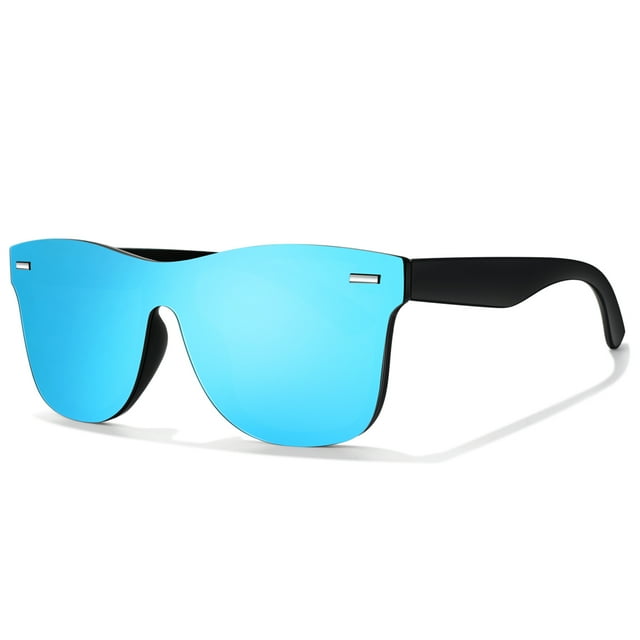 LINVO Oversized Trendy One-Piece Mirrored Lens Polarized Shades Fashion ...