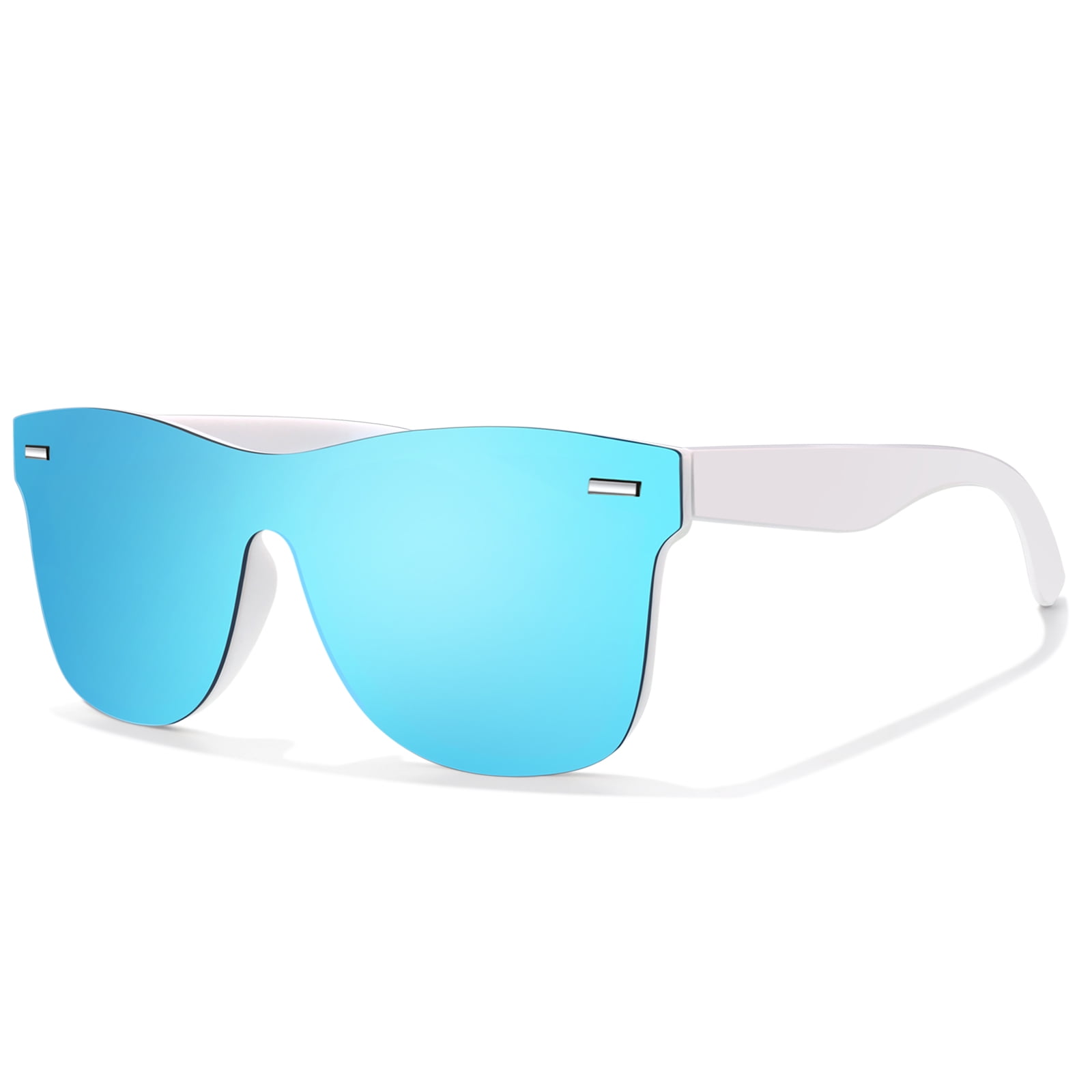 LINVO Oversized Trendy One-Piece Mirrored Lens Polarized Shades Fashion ...