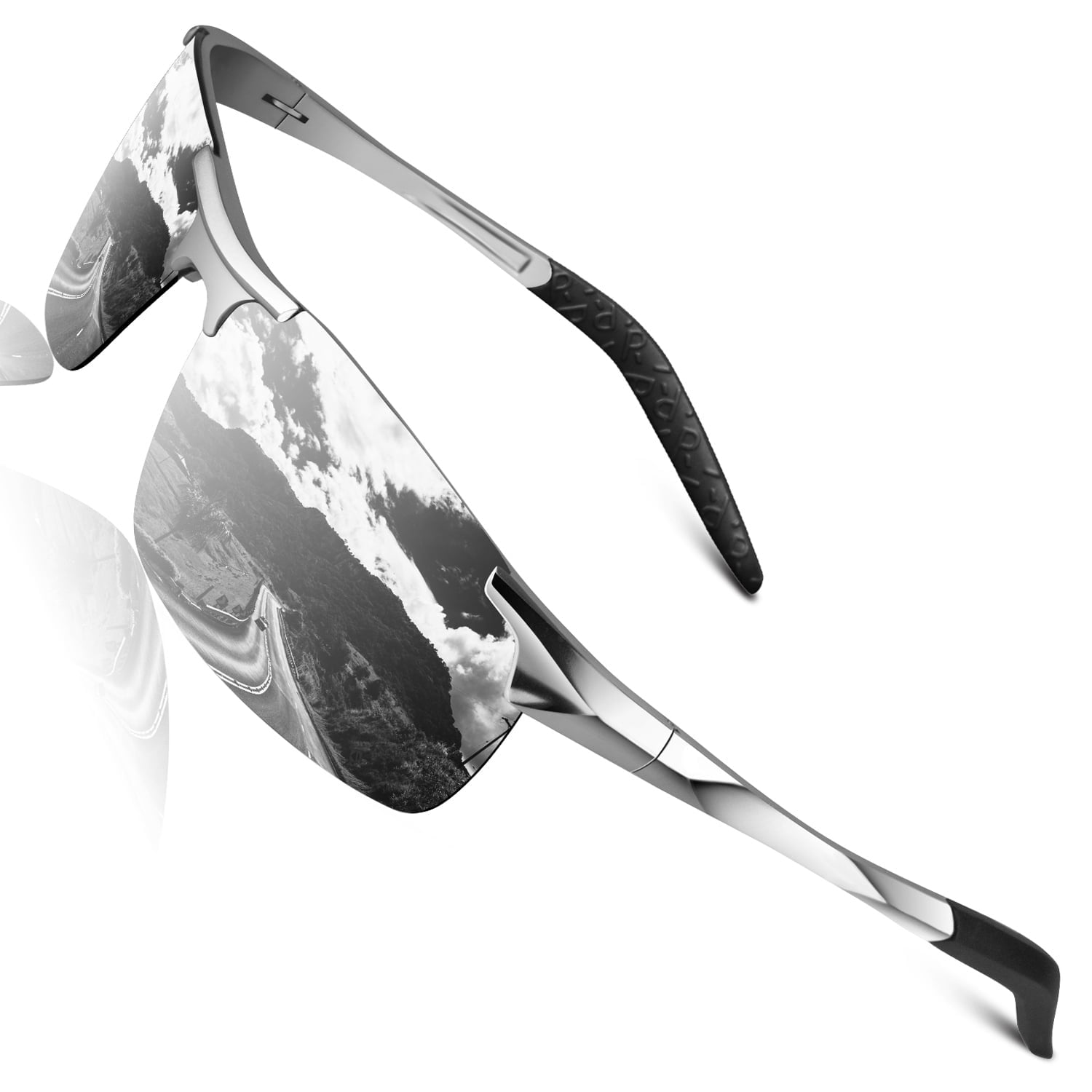 LINVO Polarized Sports Sunglasses for Men Ultralight Al-Mg Metal Frame ...
