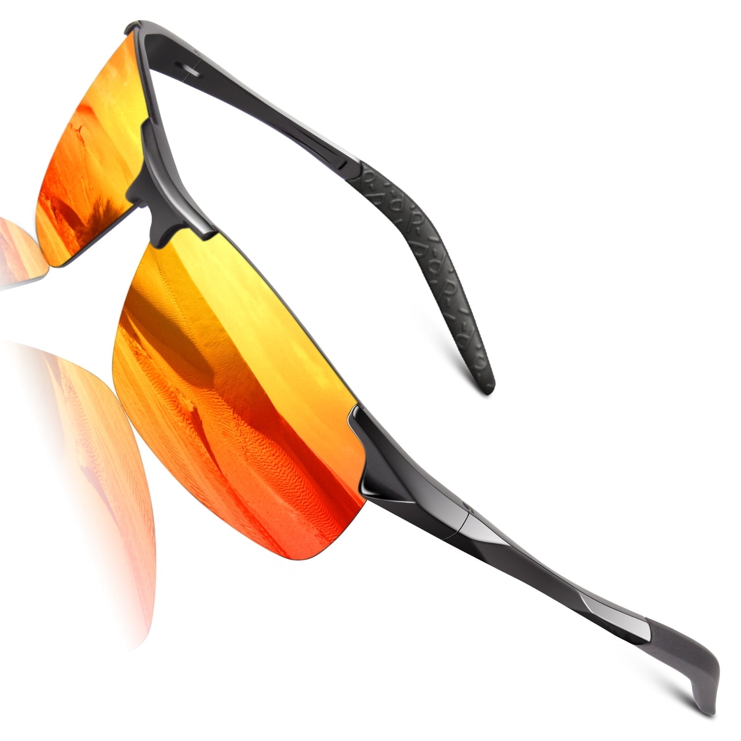 LINVO Polarized Sports Sunglasses for Men Ultralight Al-Mg Metal Frame ...