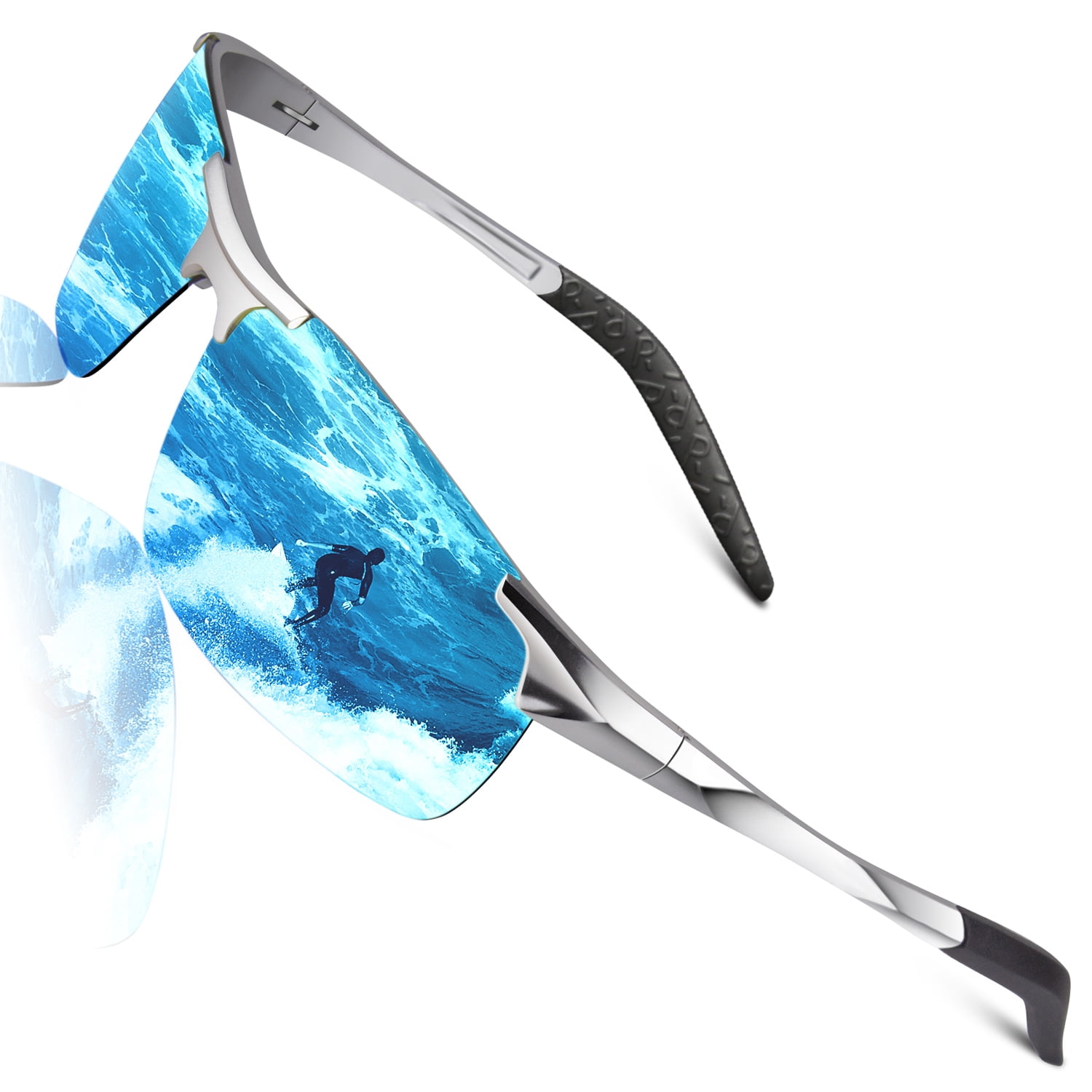 LINVO Polarized Sports Sunglasses for Men Ultralight Al-Mg Frame for ...