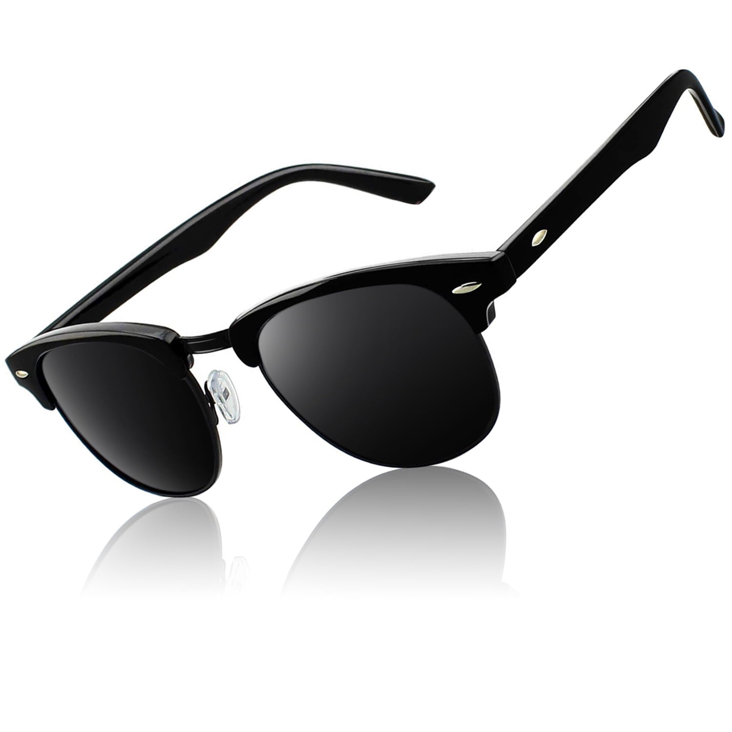 LINVO Polarized Sunglasses for Men and Women Club Semi-rimless Retro ...