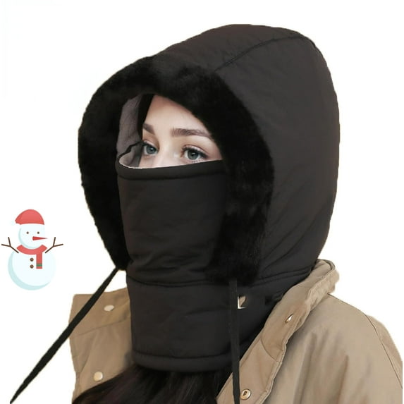 LINXI Plush-Lined Thickened Thermal Hat with Face Mask for Men and ...