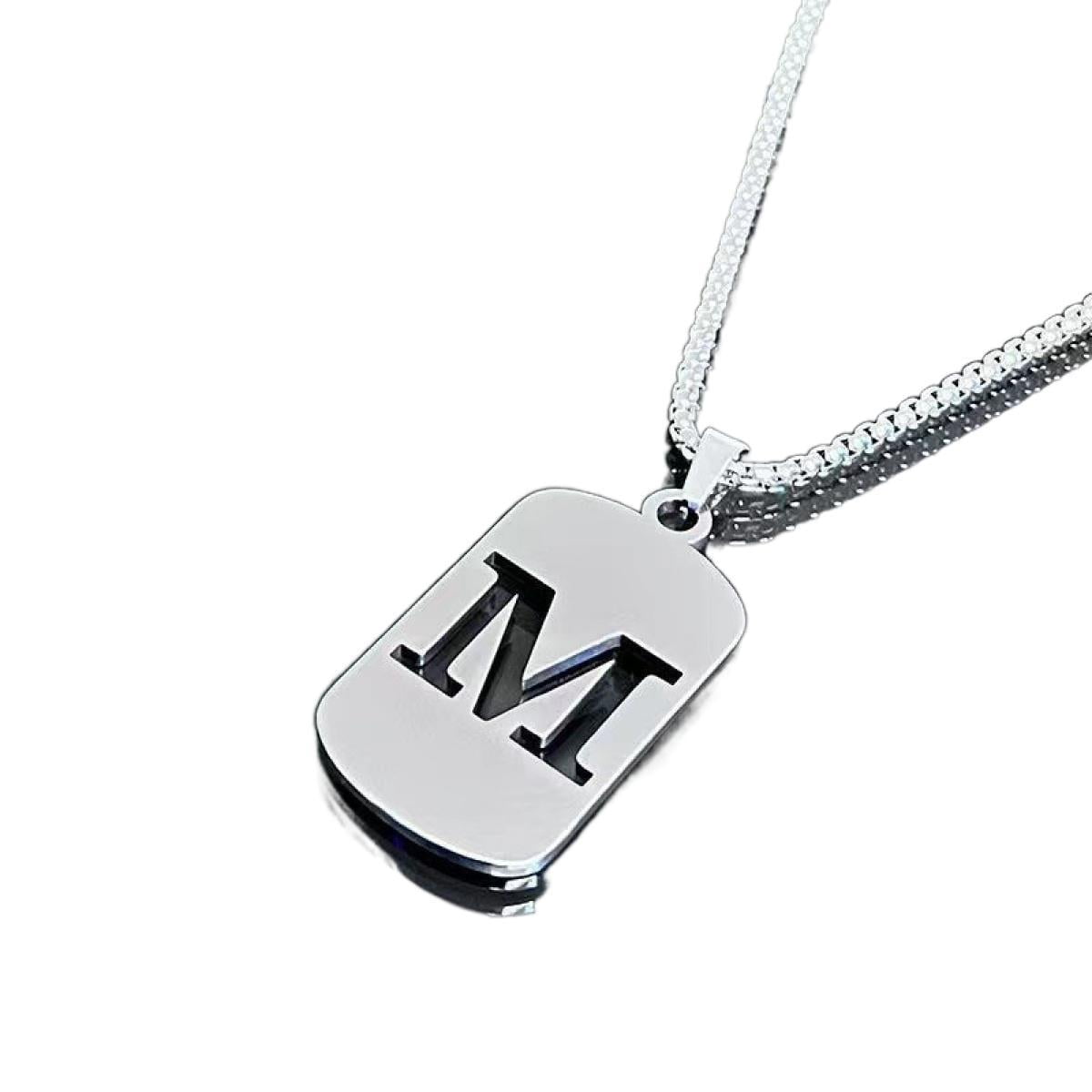 LINXIQIN Jewelry Initial Pendant Necklace for Men Womens, Titanium ...