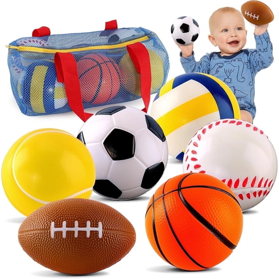 LINXUXIE 6PCS Sport Balls Set, Soft Soccer, Basketball, Baseball ...